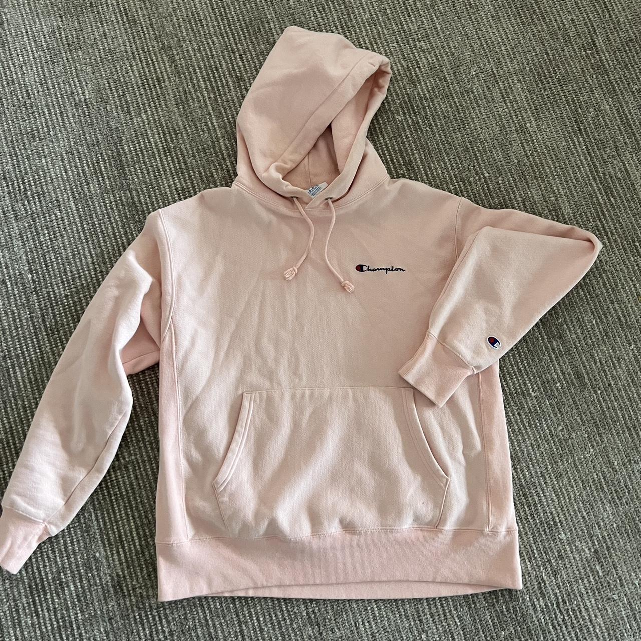 Rare heavy Champion pink hoodie Size... - Depop