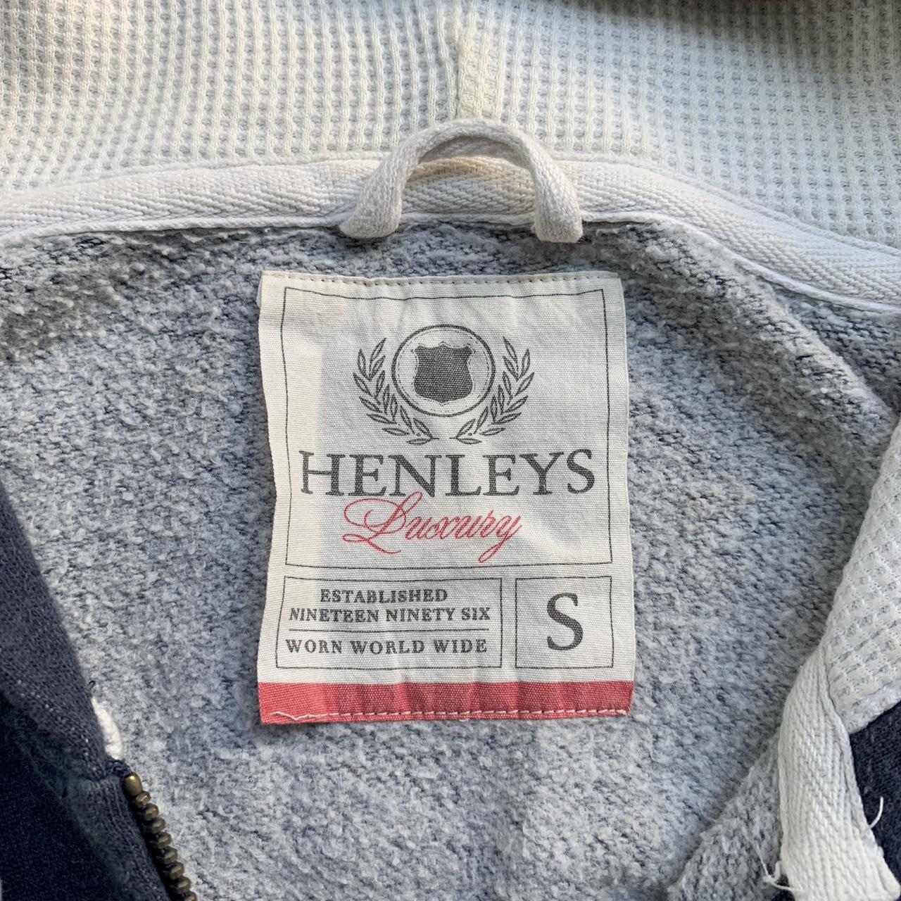 Vintage Henleys ‘Premium’ dark blue/navy zip up... | Depop