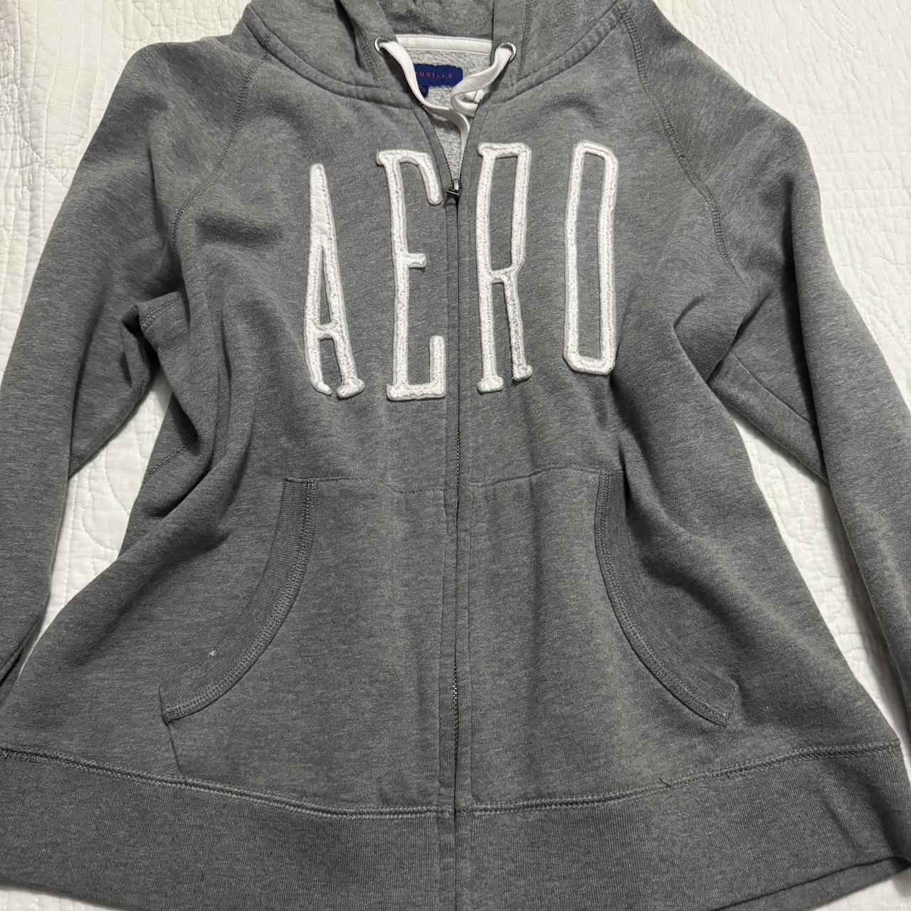 Grey Aeropostale zip up hoodie - Depop