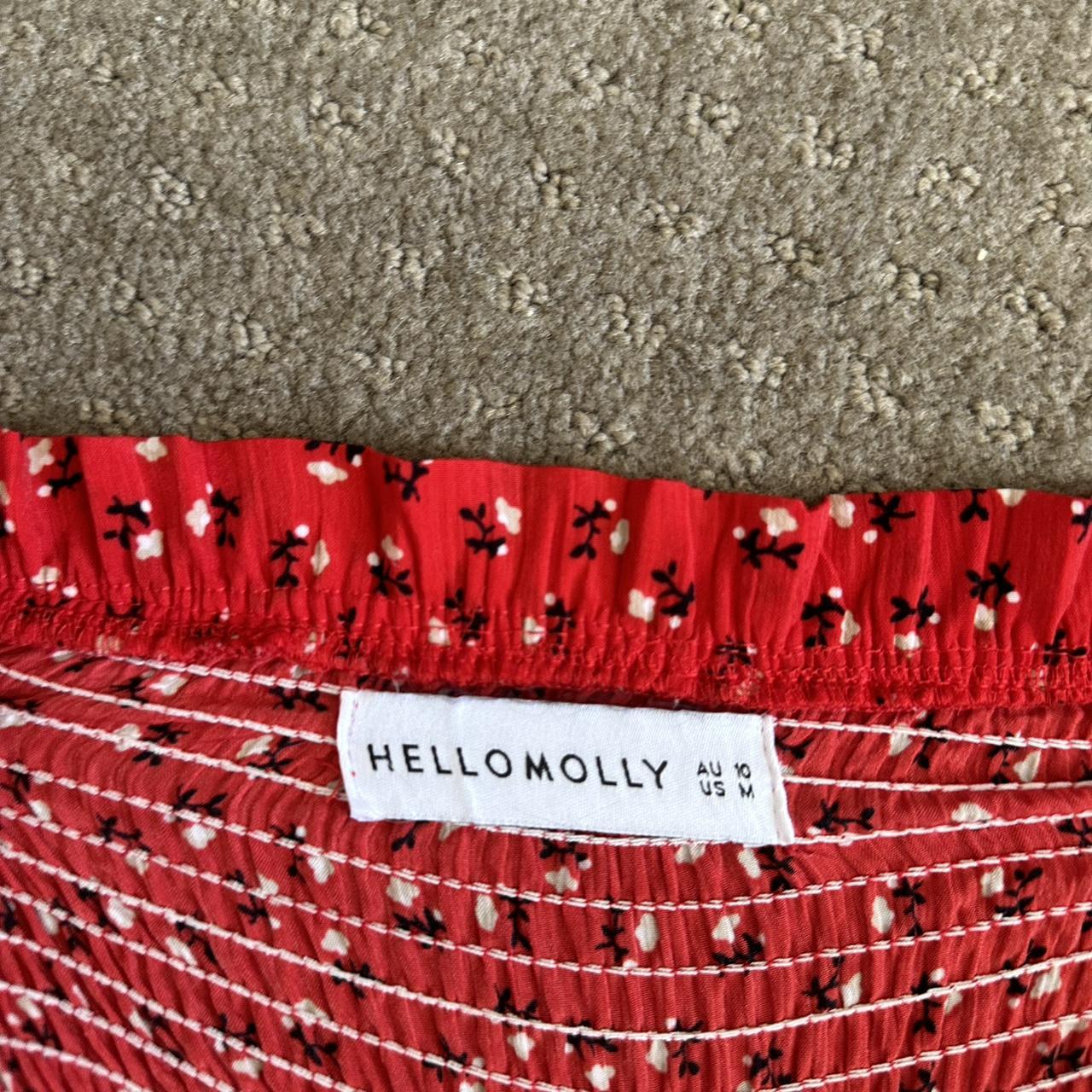 HELLOMOLLY red fitted off the shoulder mini... - Depop