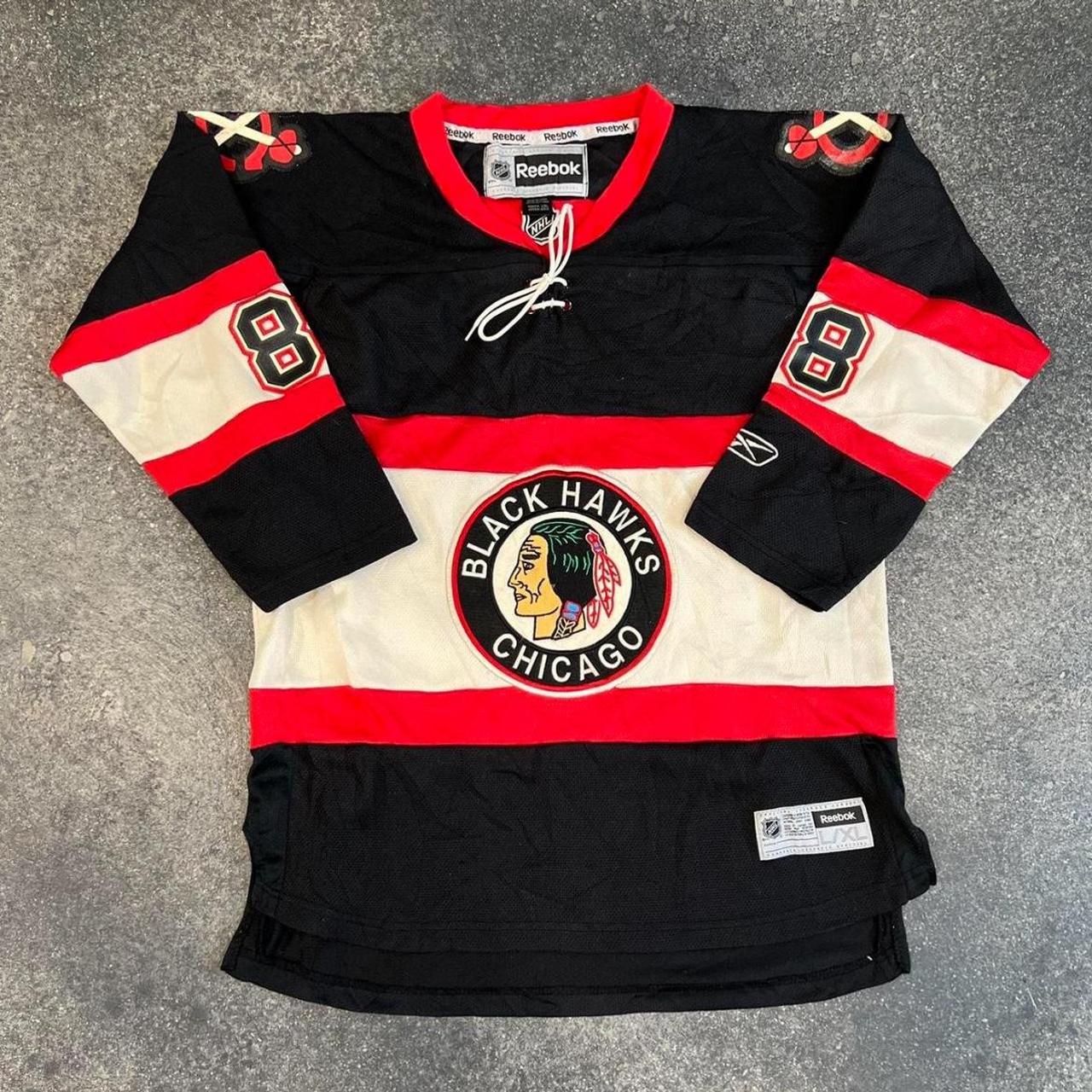 Black and red Reebok NHL Kane jersey #hockey #NHL... | Depop
