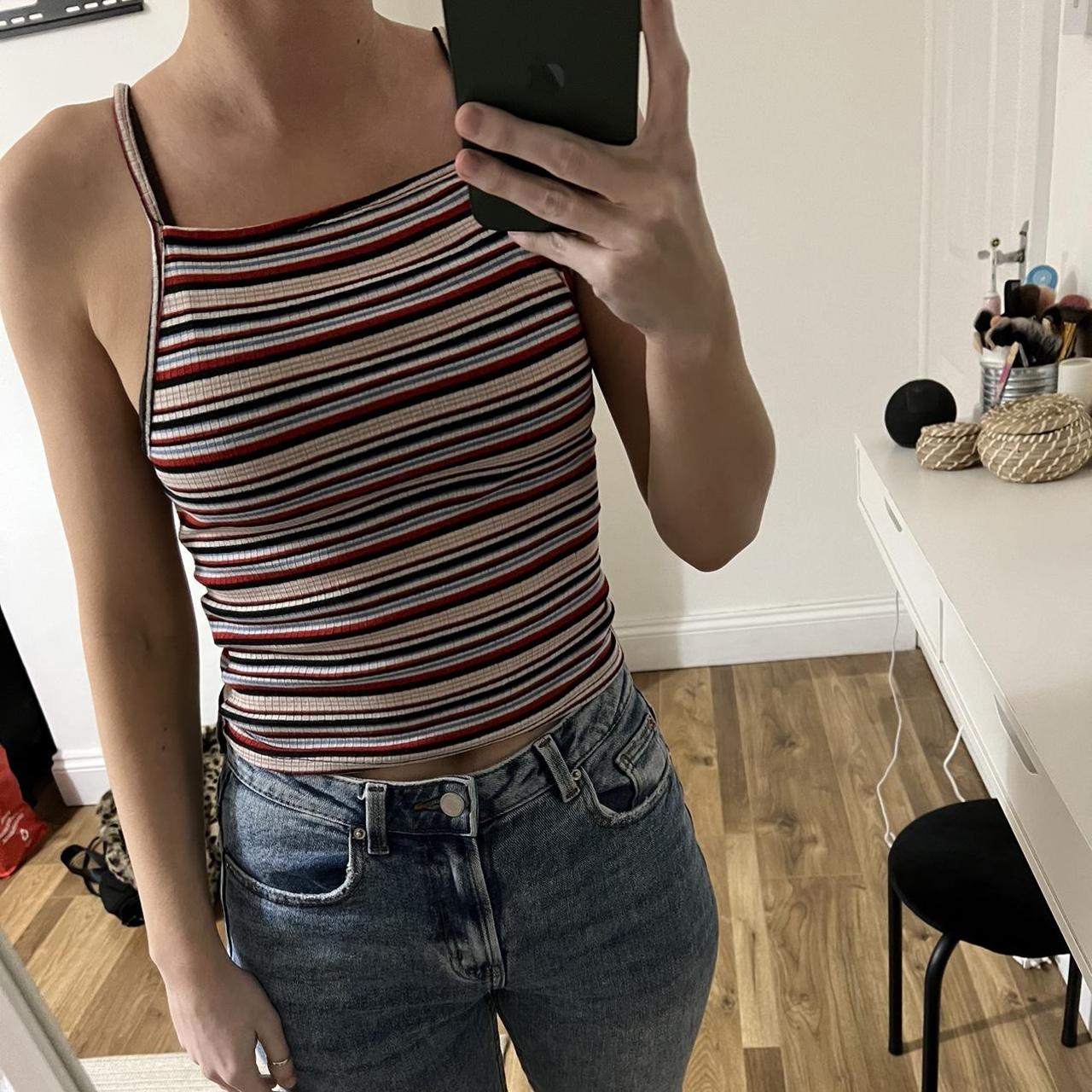 New look Stripped spaghetti strap crop top Used in... - Depop