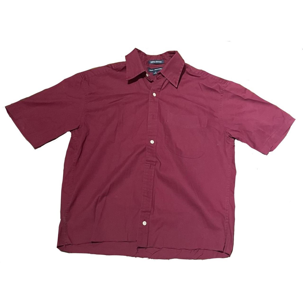 Red button up short sleeve shirt Distressed... - Depop