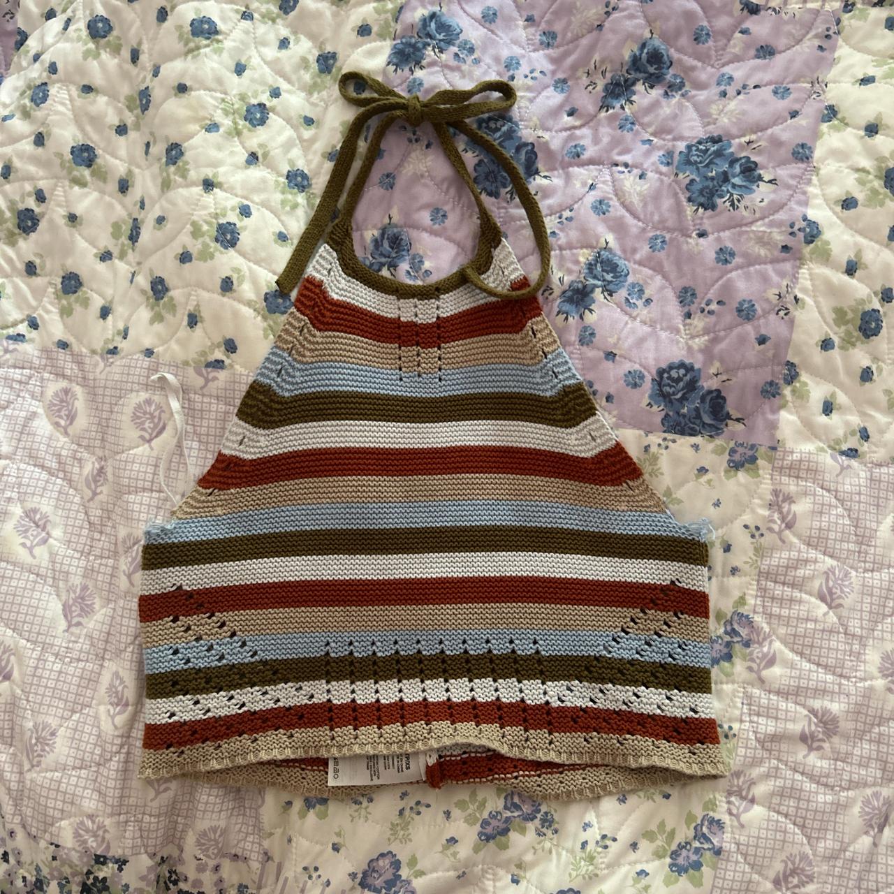 Crochet halter top w tie Runs larger (S/M) w small... - Depop