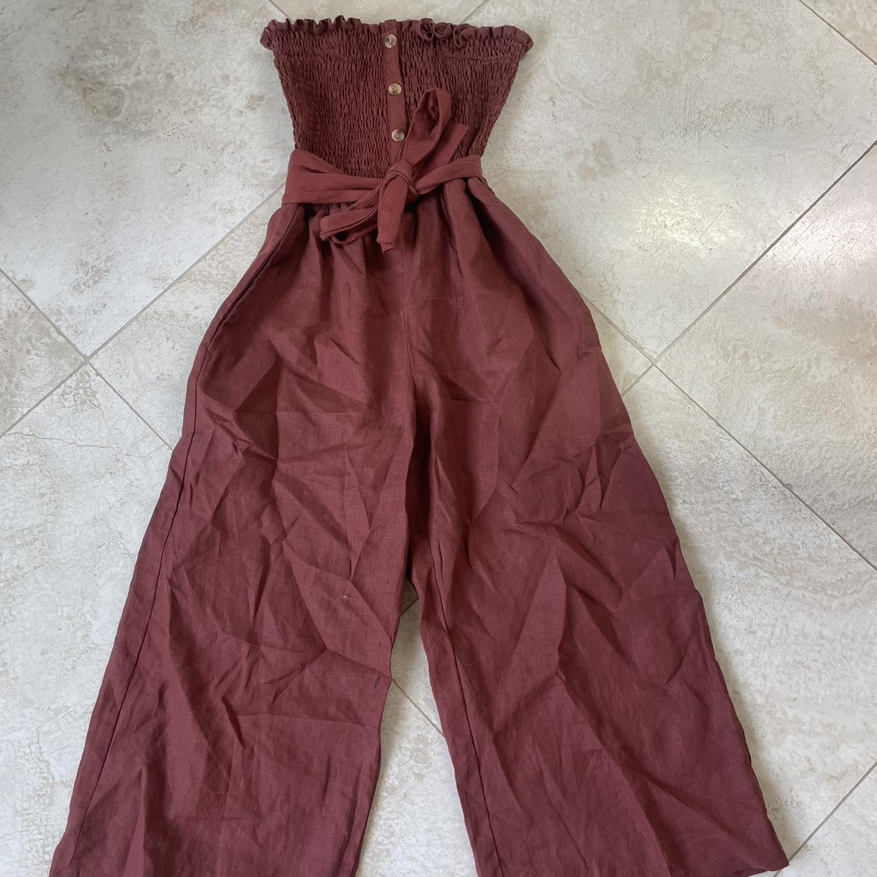 Faithful the brand strapless jumpsuit Burnt... - Depop