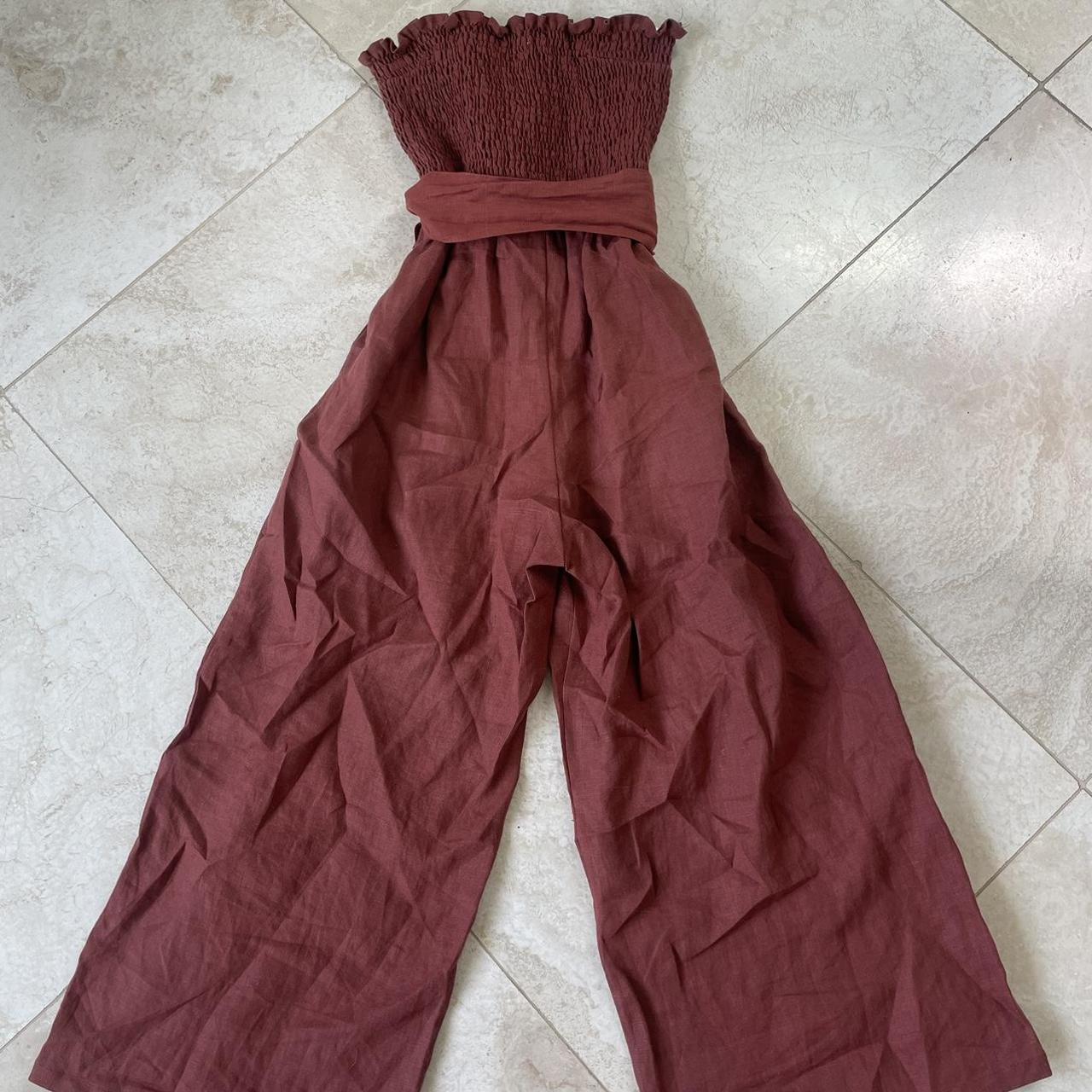 Faithful the brand strapless jumpsuit Burnt... - Depop