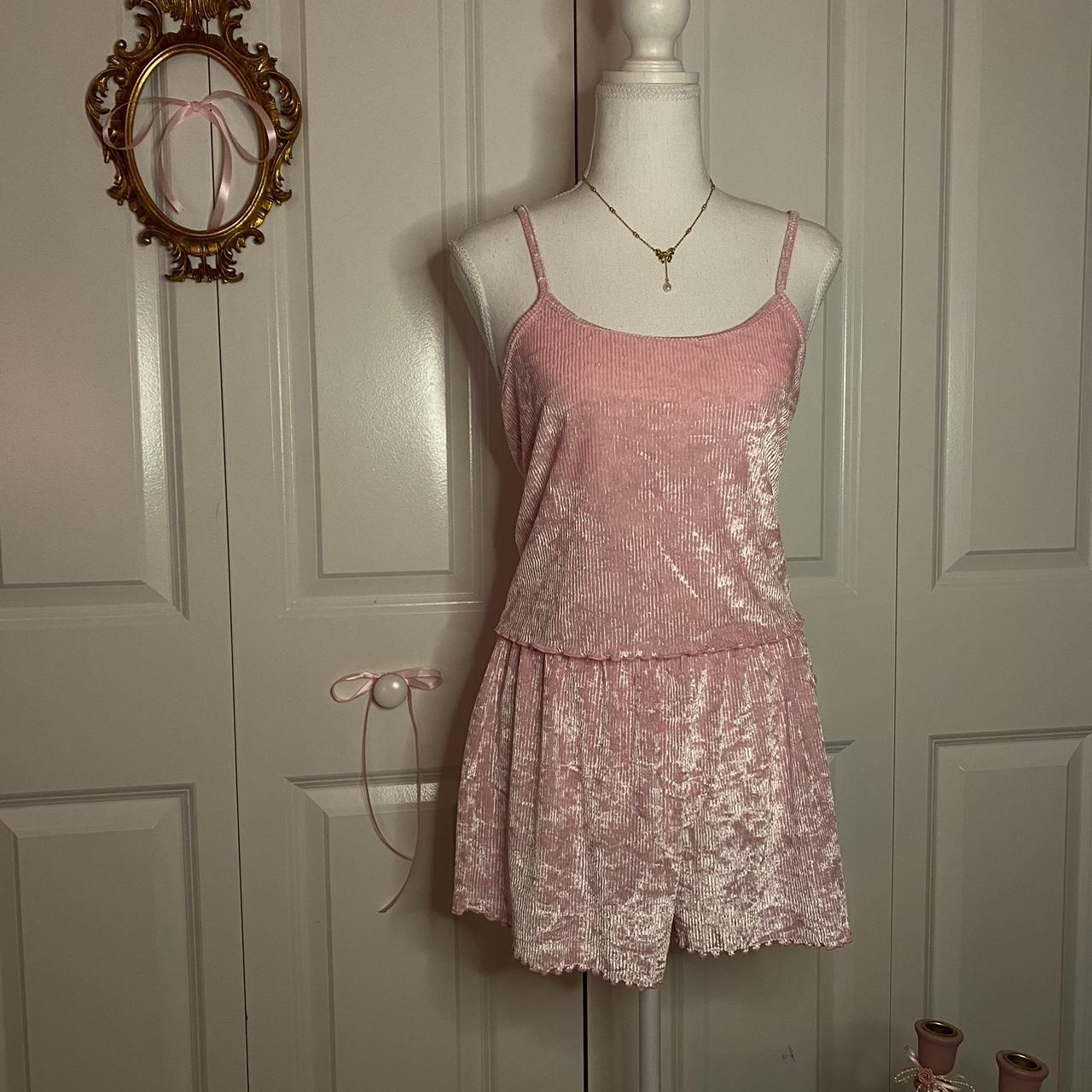 pink pajama set ♡ ruffled design at bottom ♡... - Depop