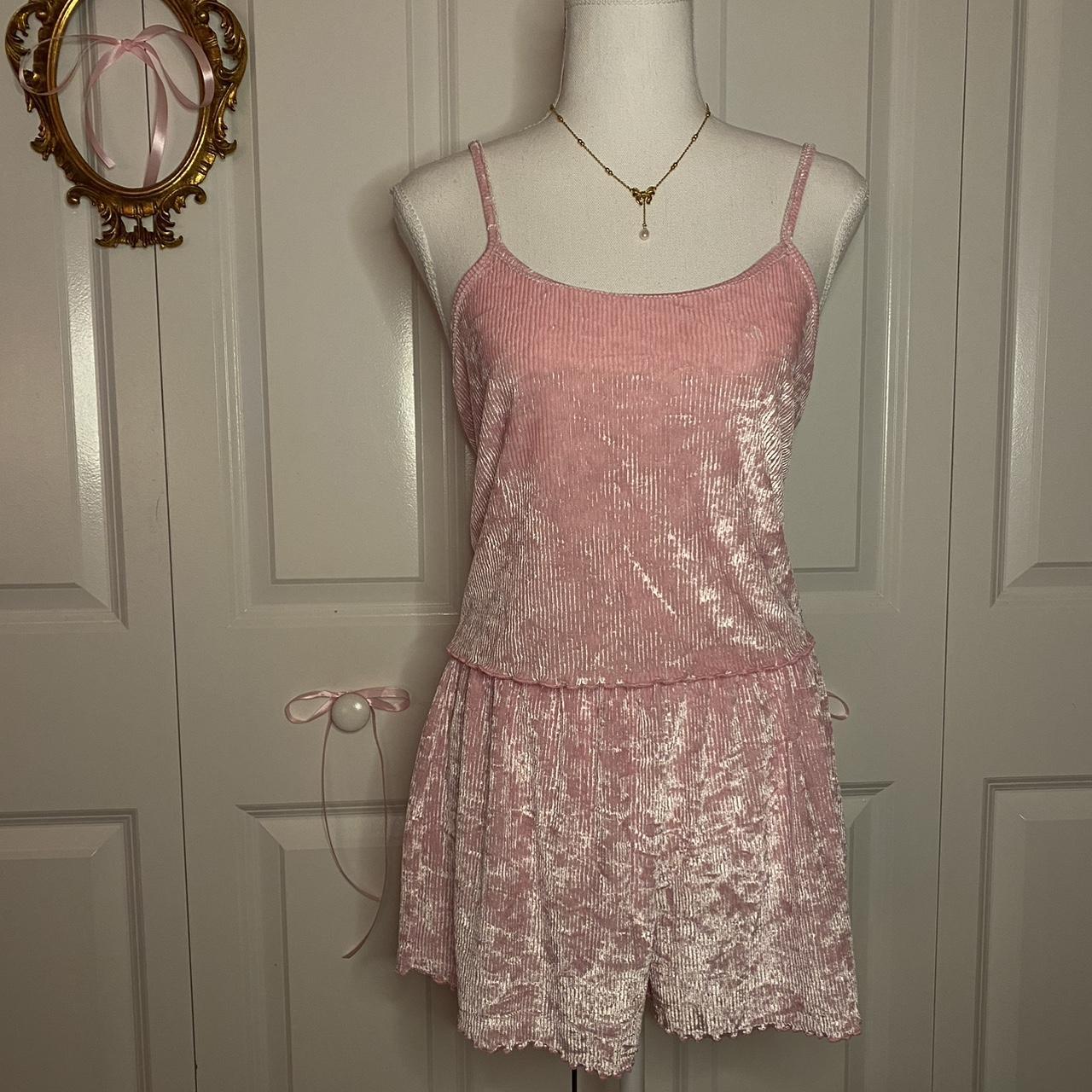 pink pajama set ♡ ruffled design at bottom ♡... - Depop