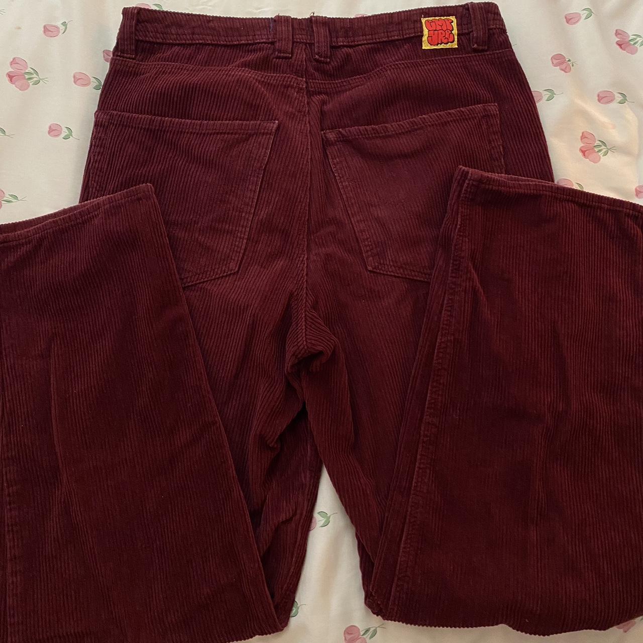 burgundy pants ♡ corduroy ♡ wide leg brand:... - Depop