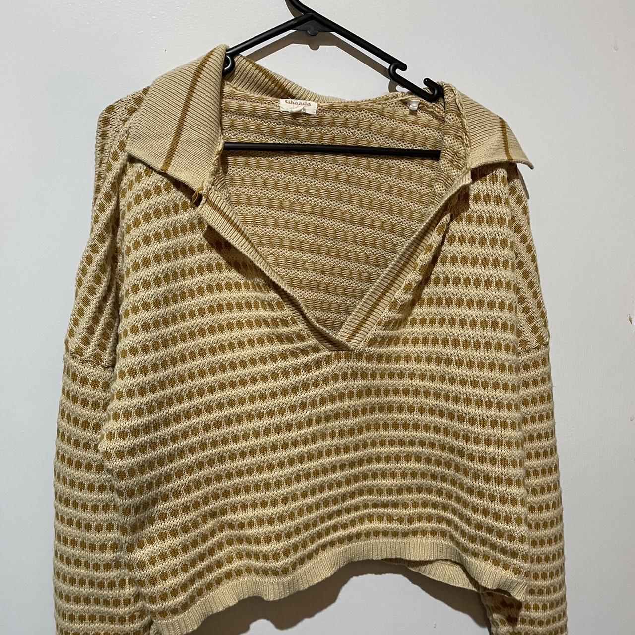 Ghanda Knit jumper size M Orange Tan colour... - Depop