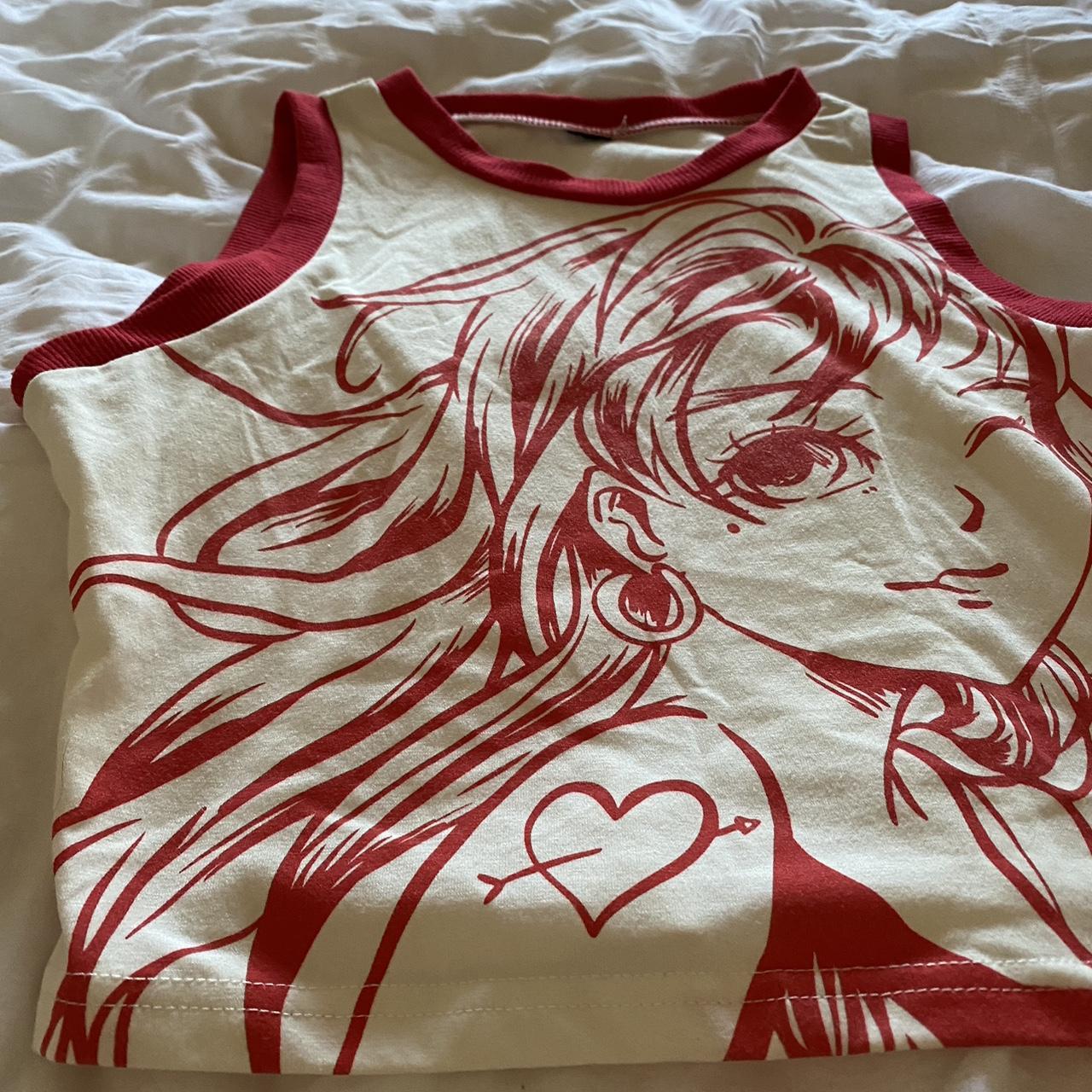 Super cute anime girl crop top size xs/s fits 4-8... - Depop