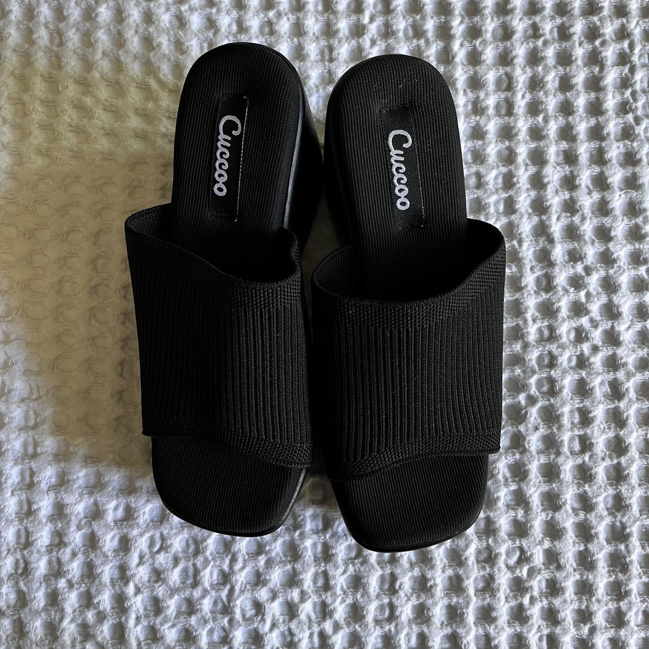 Chunky black platform slides 🖤🖤 In good condition... - Depop