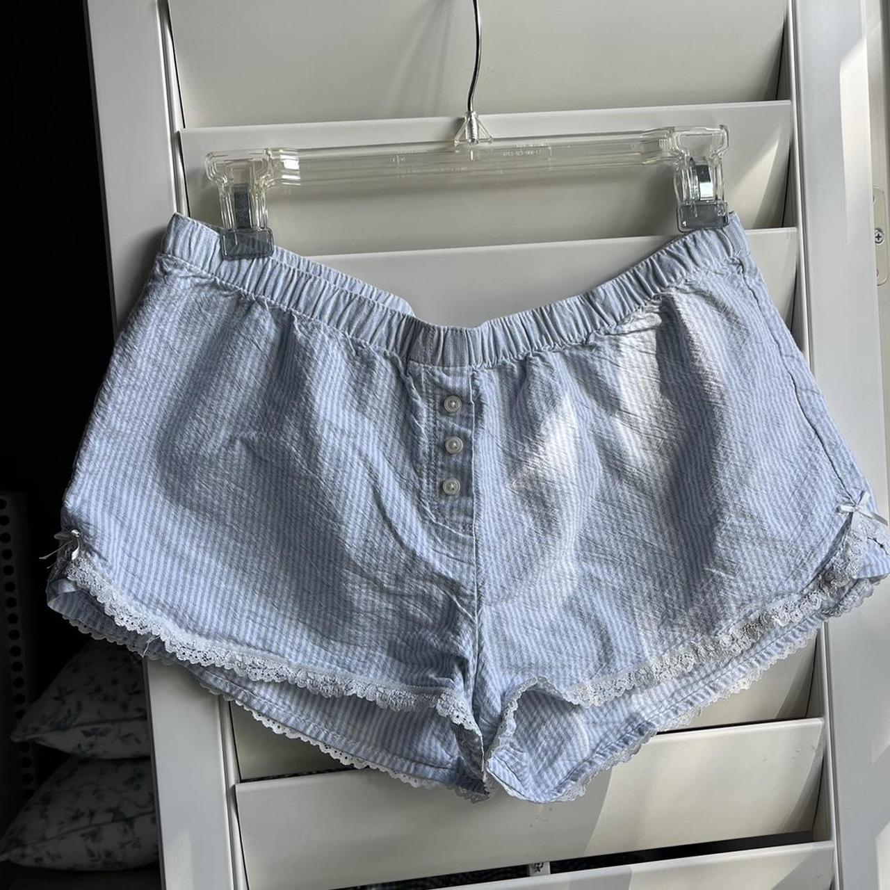 Brandy Melville blue and white striped shorts