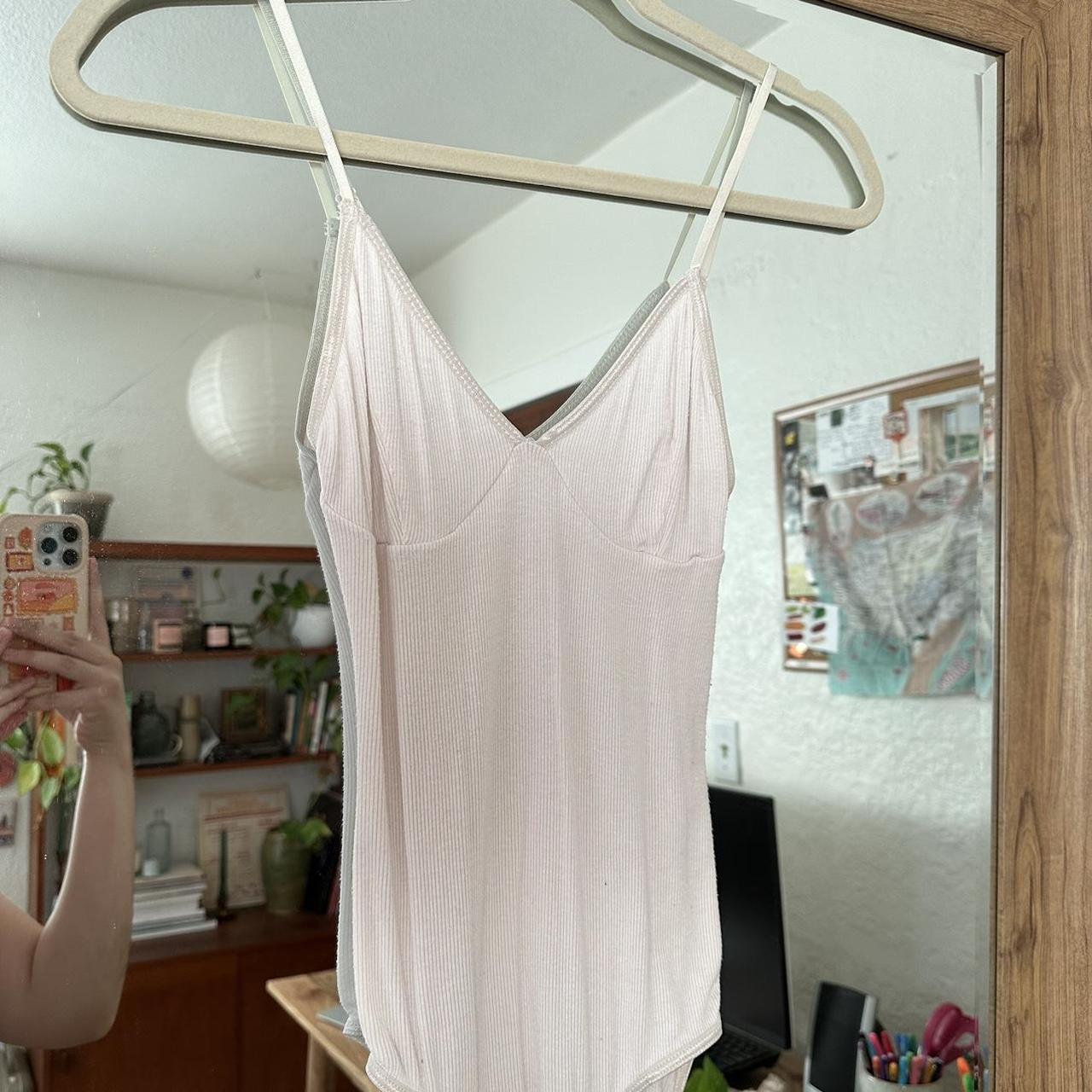 American Apparel cream ribbed bodysuit Very soft... - Depop