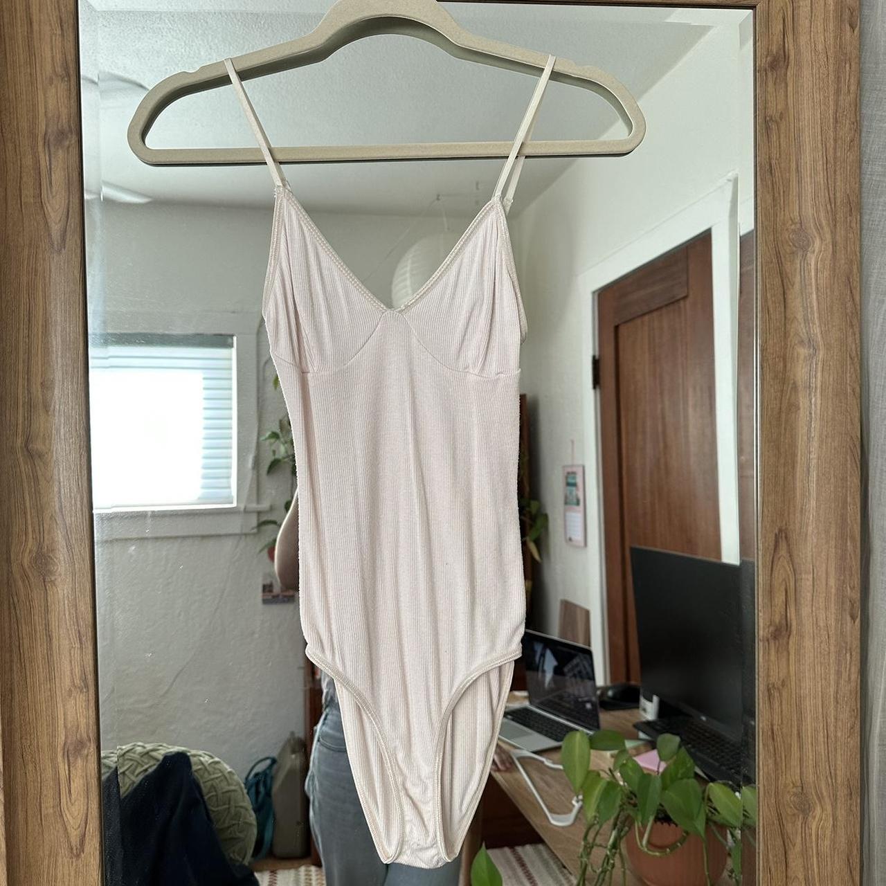 American Apparel cream ribbed bodysuit Very soft... - Depop
