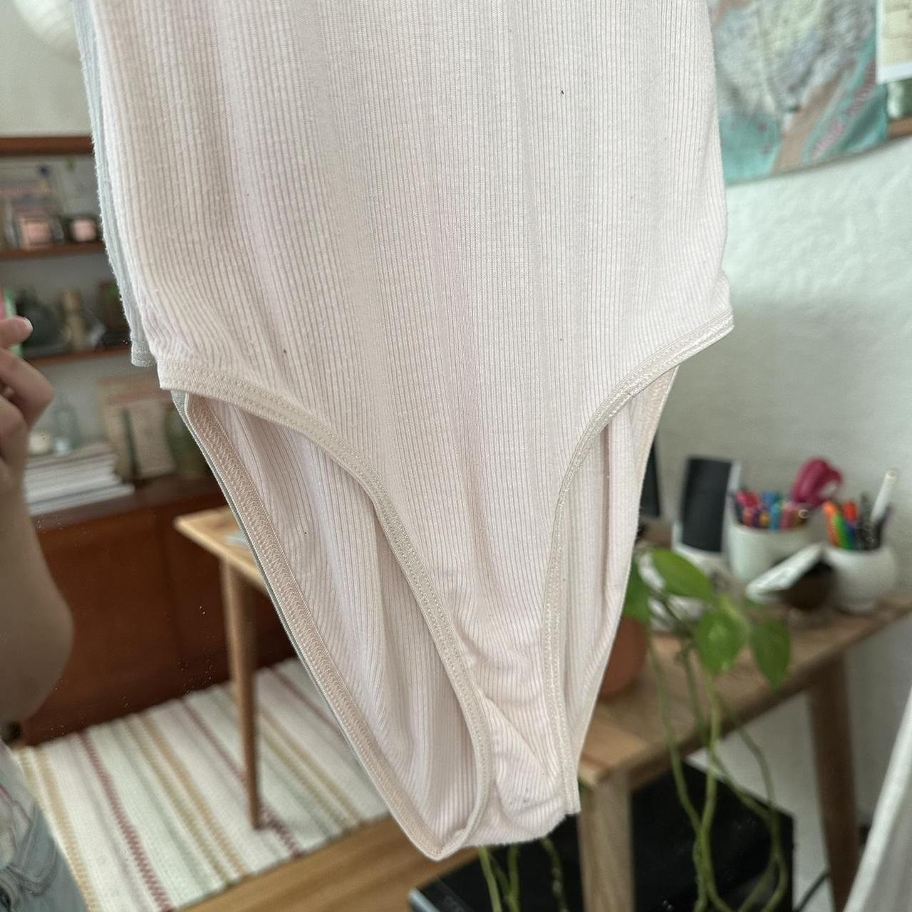 American Apparel cream ribbed bodysuit Very soft... - Depop