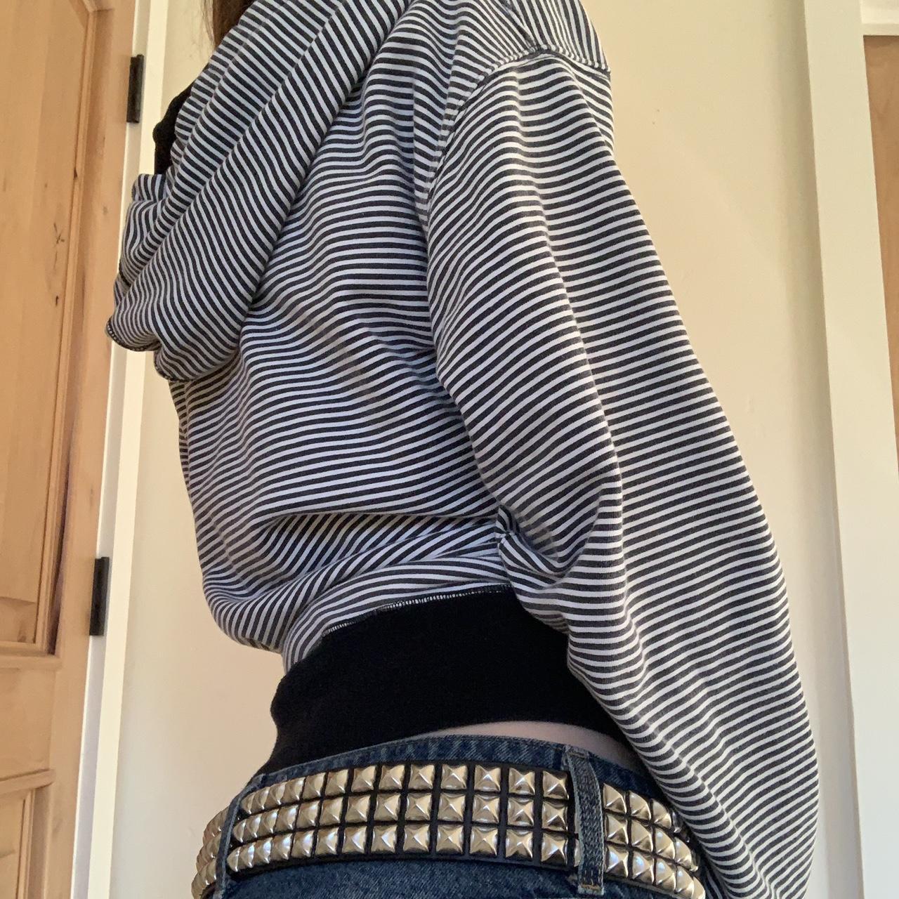 ⋆☠︎︎•˚₊‧⋆. y2k grunge emo flip striped jacket... - Depop