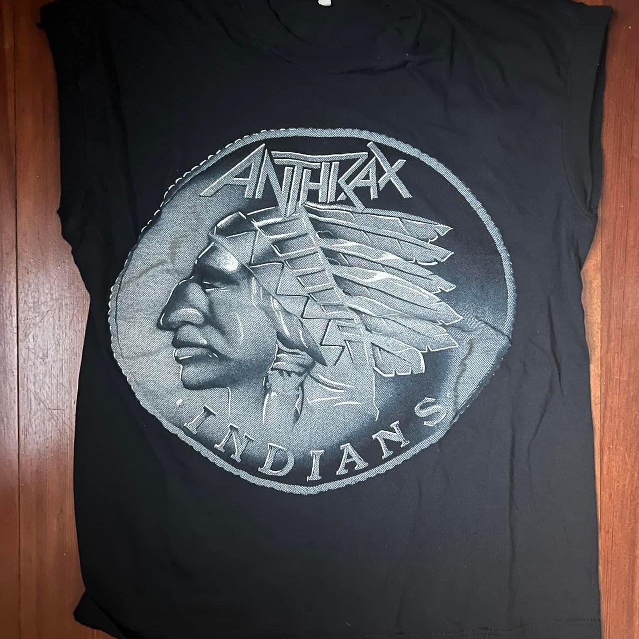 original 1987 anthrax indians muscle shirt. Size... - Depop
