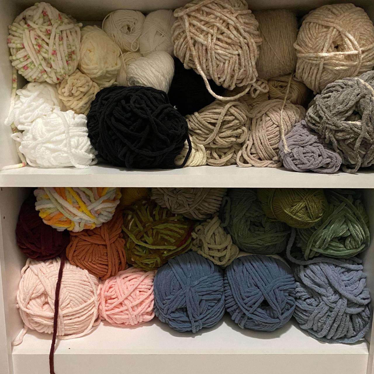 huge stock of yarn mostly plush yarn a lot unused or... - Depop