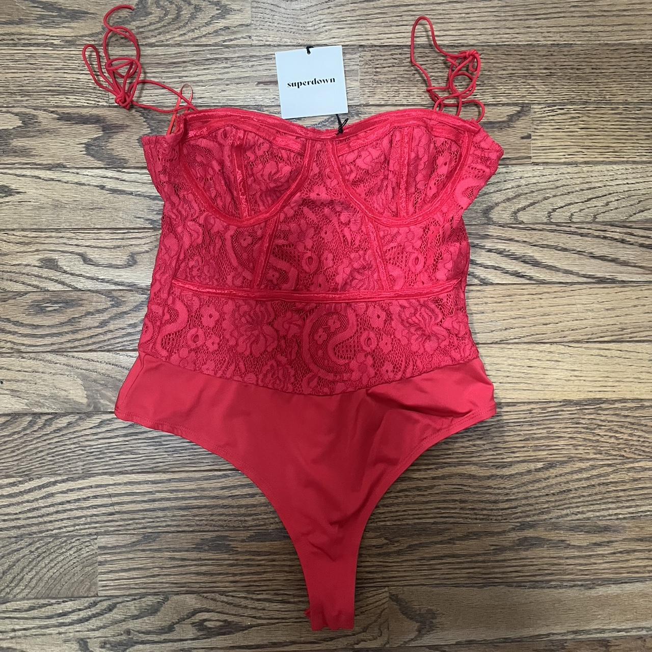 revolve red thong bodysuit - Depop