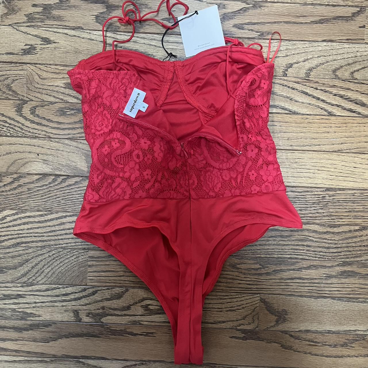 revolve red thong bodysuit - Depop