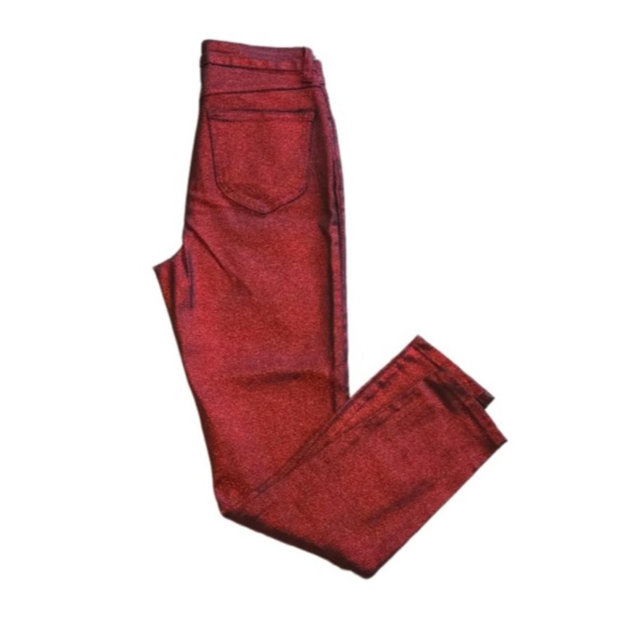 Modcloth metallic red pants. Excellent condition... - Depop