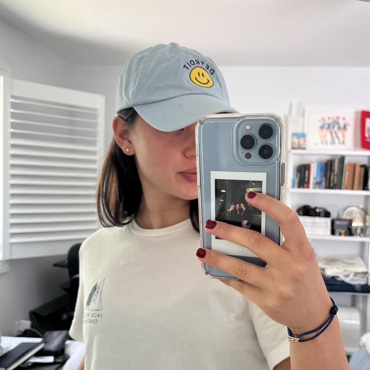 Detroit Smiley face blue hat •one size fits all... - Depop