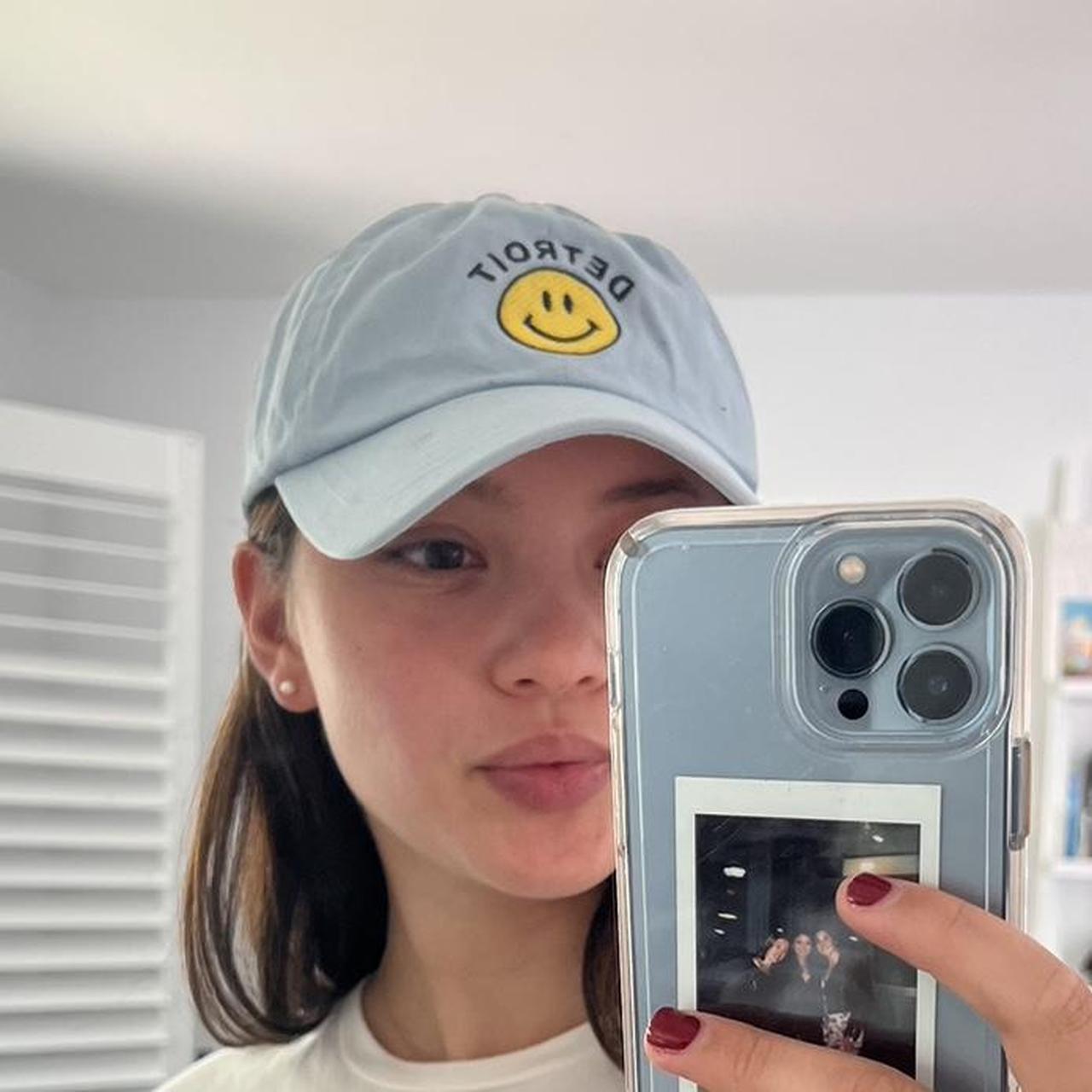 Detroit Smiley face blue hat •one size fits all... - Depop