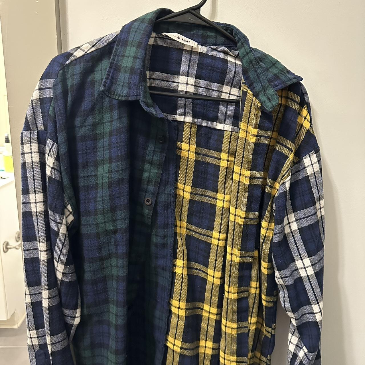 Multi colored flannel size large - Depop