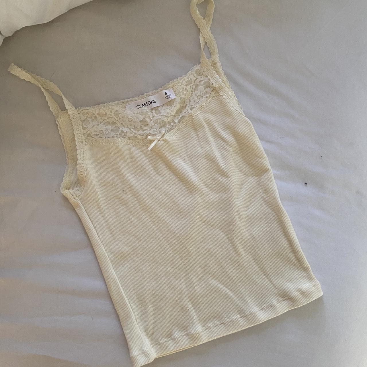 Glassons off white / pale yellow tank top singlet... - Depop