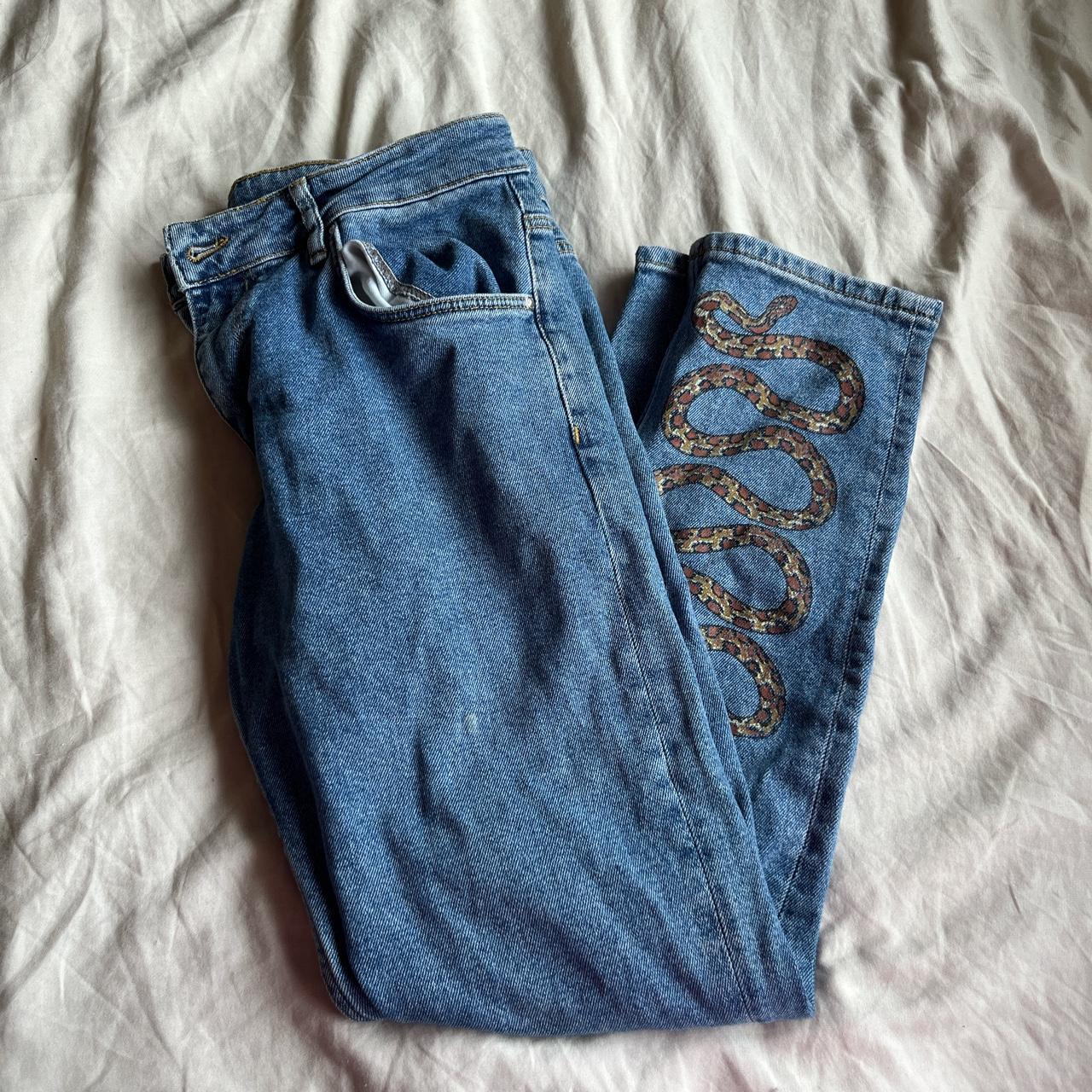 Really sick hand painted snake jeans Originally... - Depop