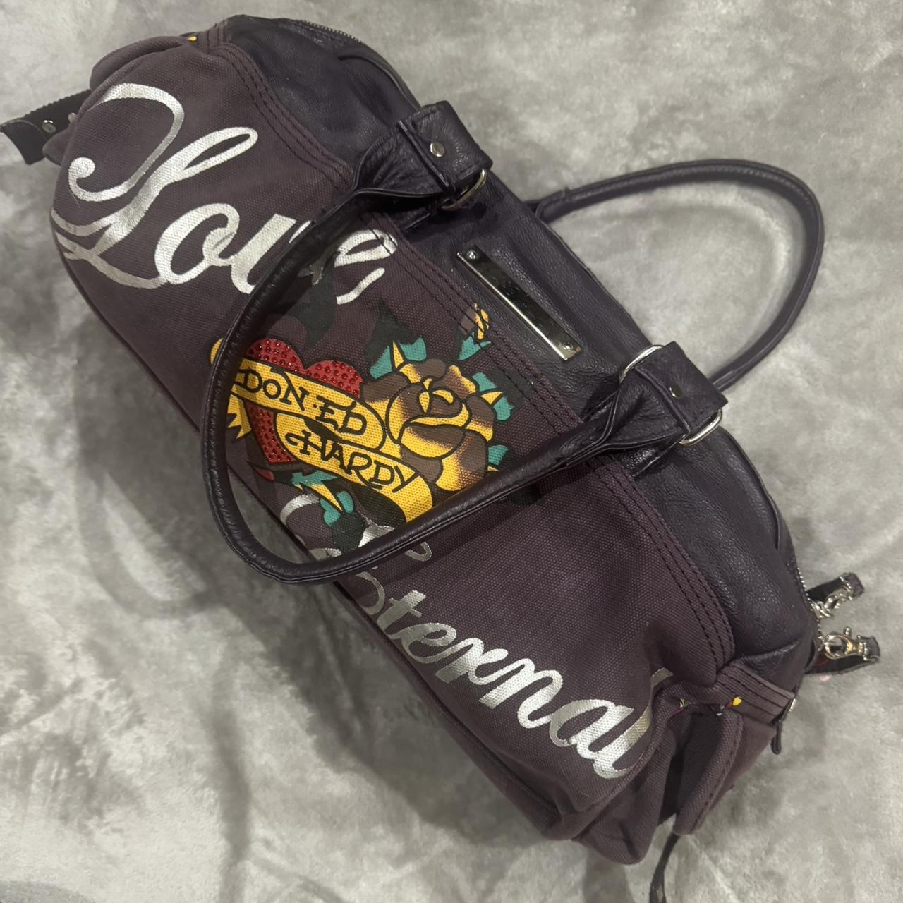 super sick vintage ed hardy handbag with embroidery... - Depop