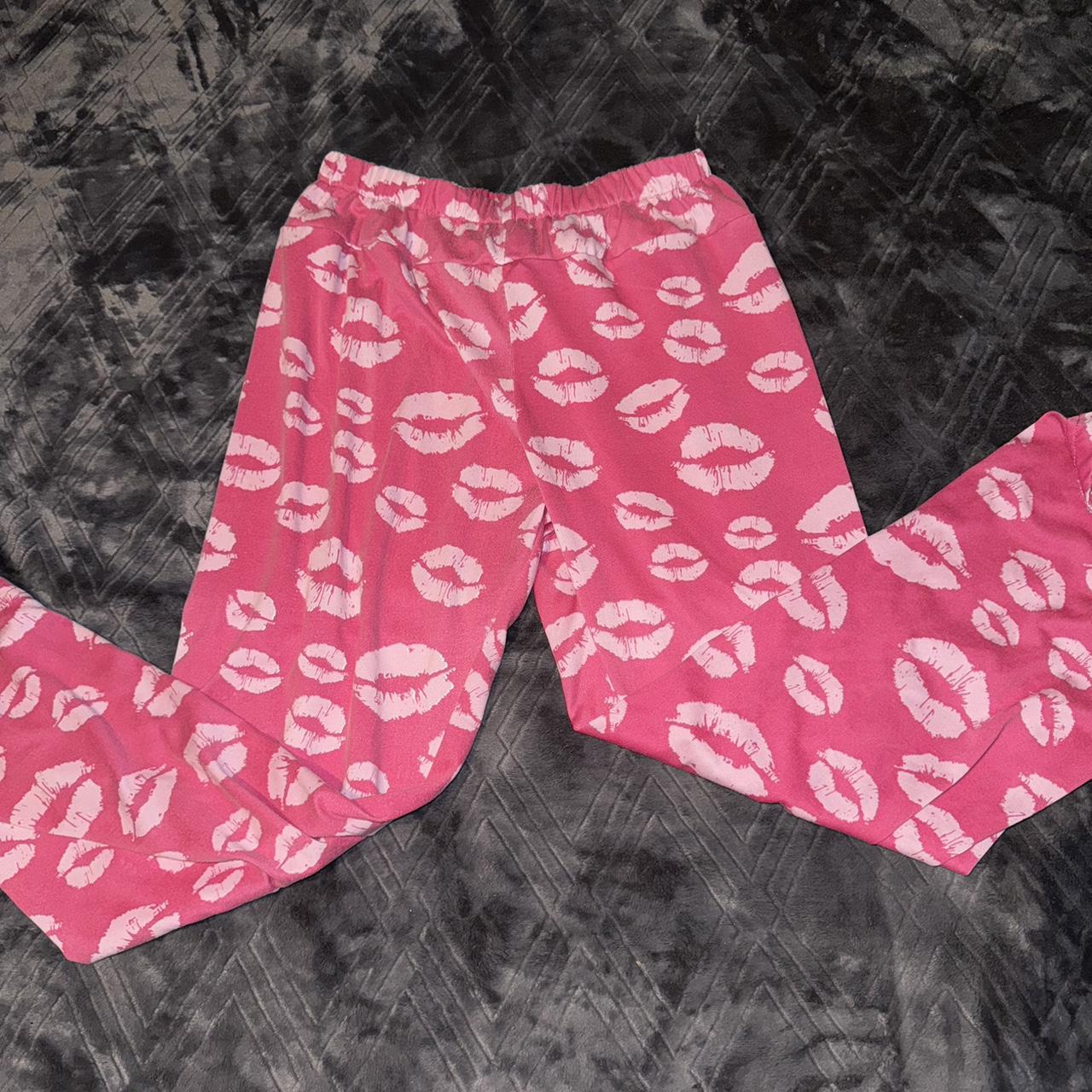 super cute y2k pajama pants with kiss marks all over... - Depop