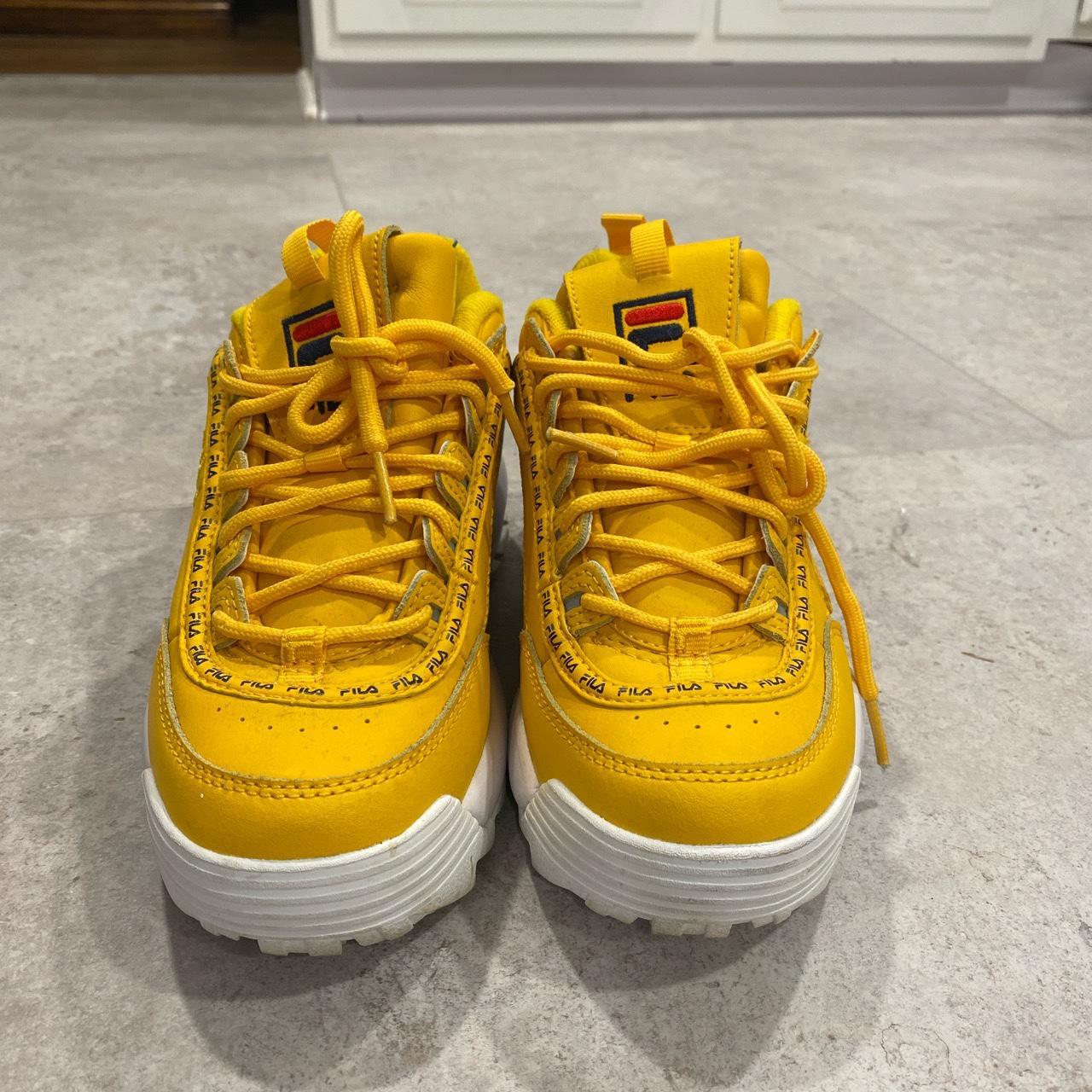 Never worn Yellow Filas! They’re a 5.5 U.S. women’s... - Depop