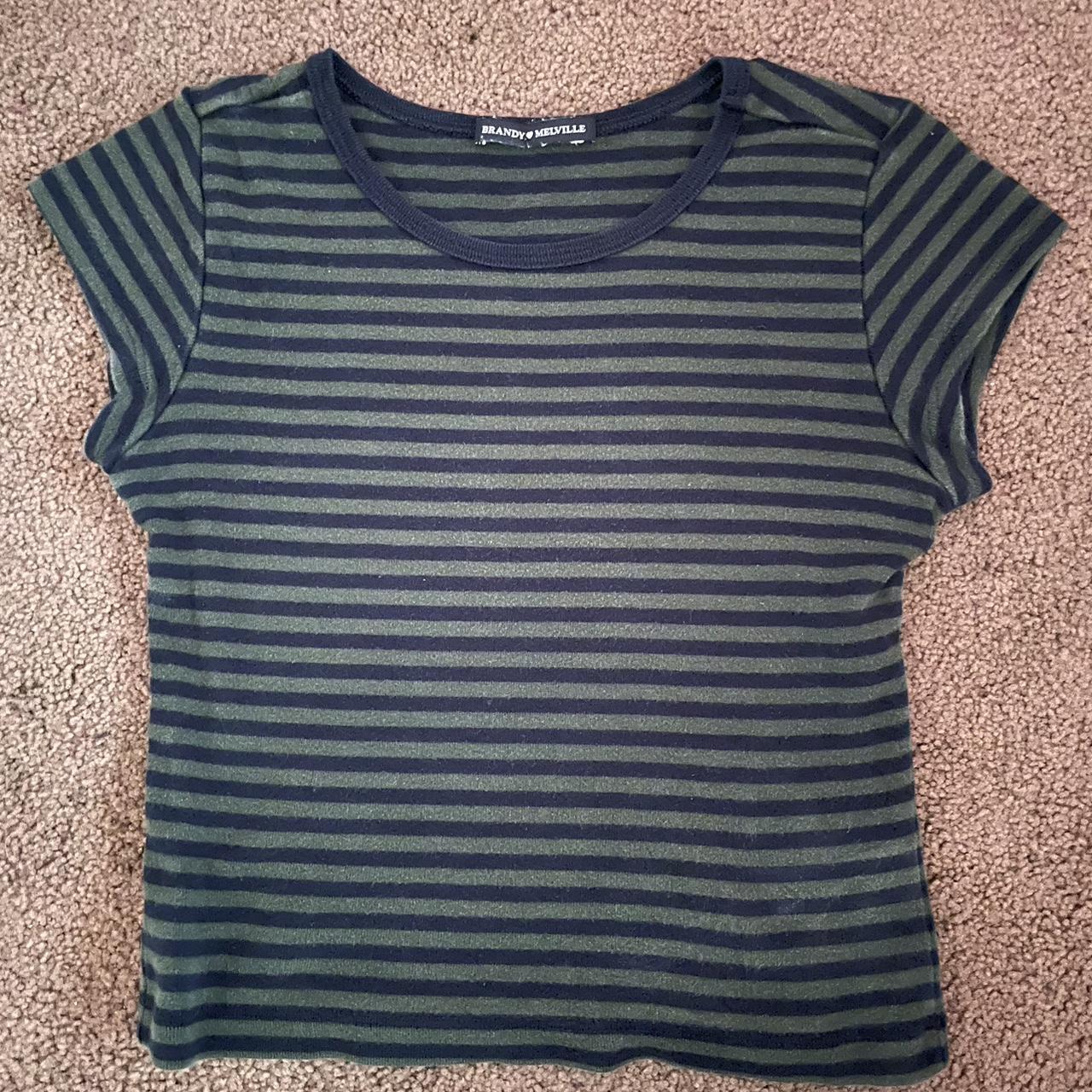 Brandy green stripe top S/M - Depop