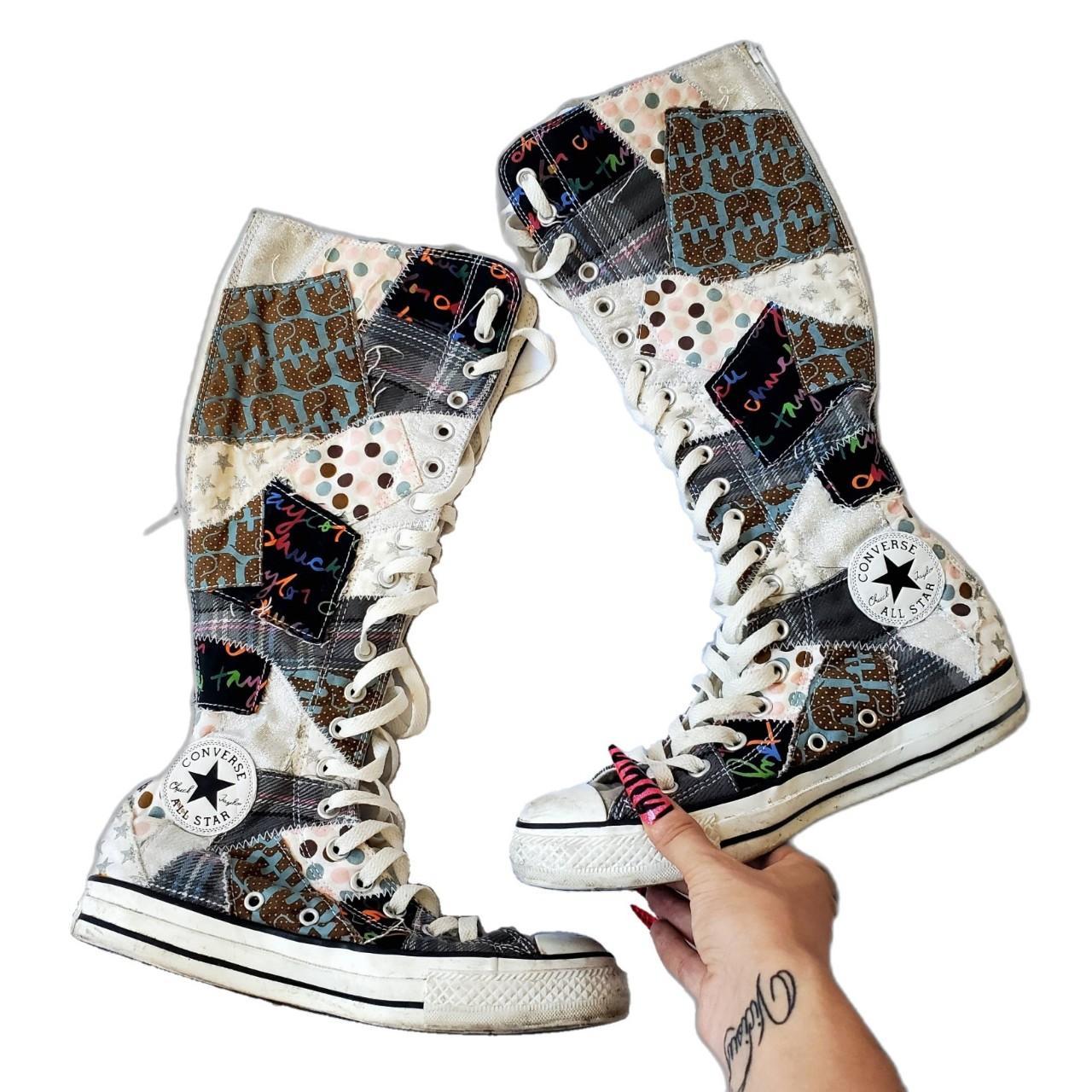 Patchwork knee high converse. Insanely rare and... - Depop