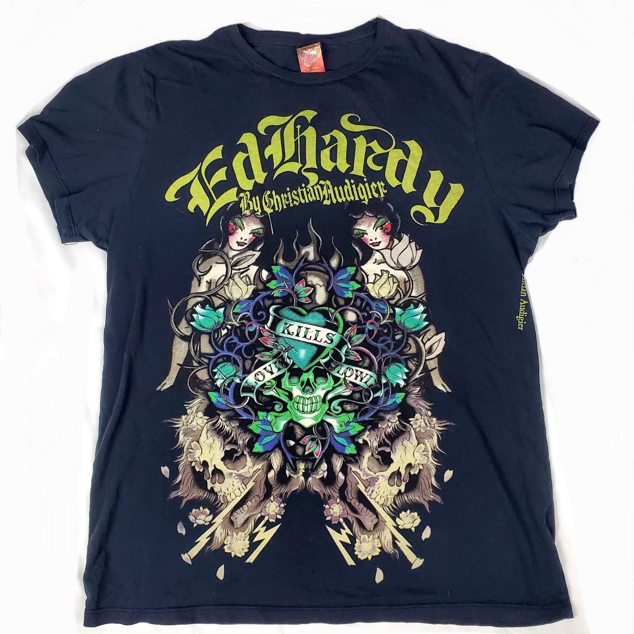 Ed hardy graphic t-shirt. Gorgeous y2k love kills... - Depop