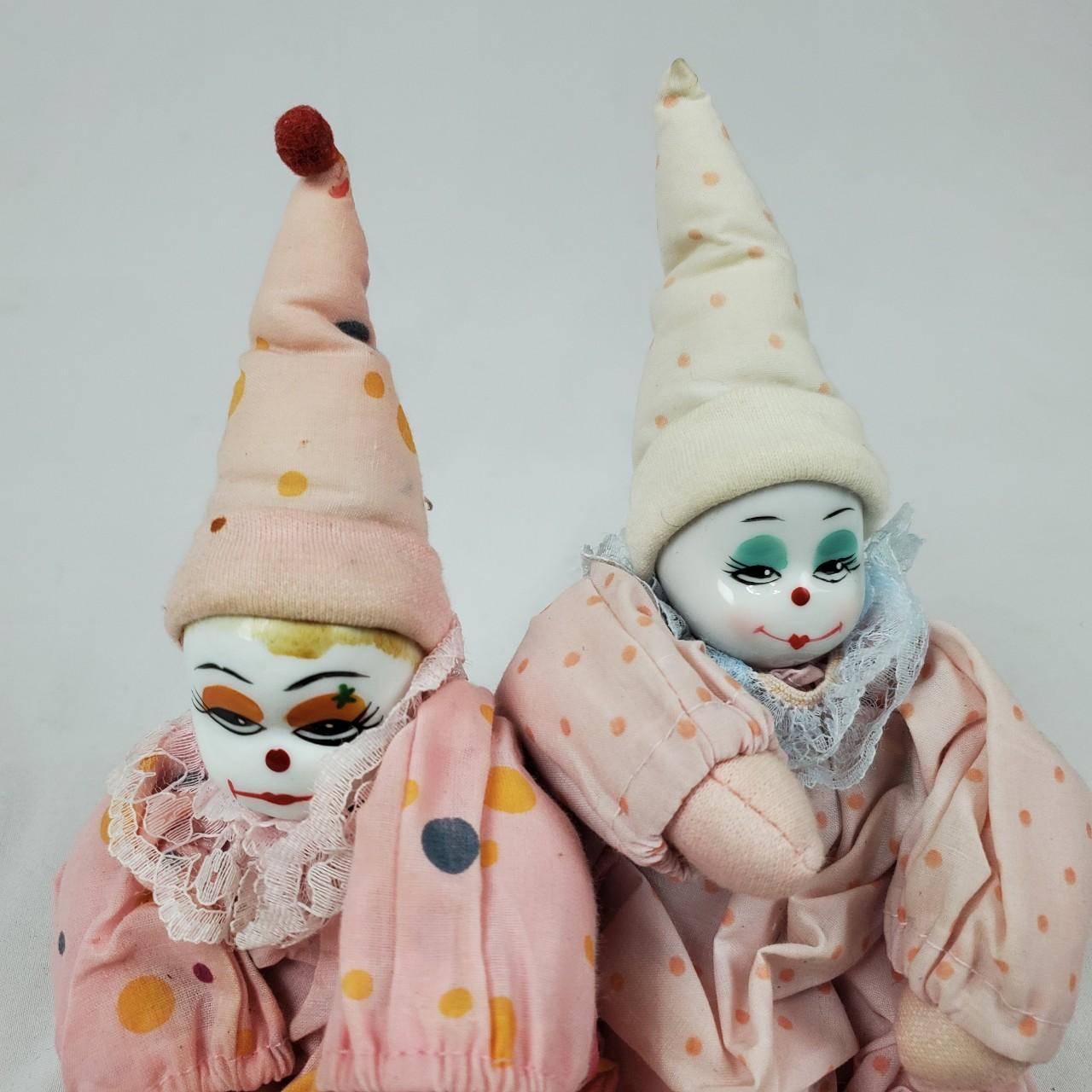 Vintage pastel porcelain clowns. Pair of 2 super... - Depop