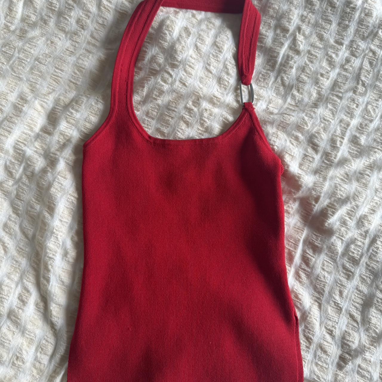 - glassons red halter neck top - size xs - Depop