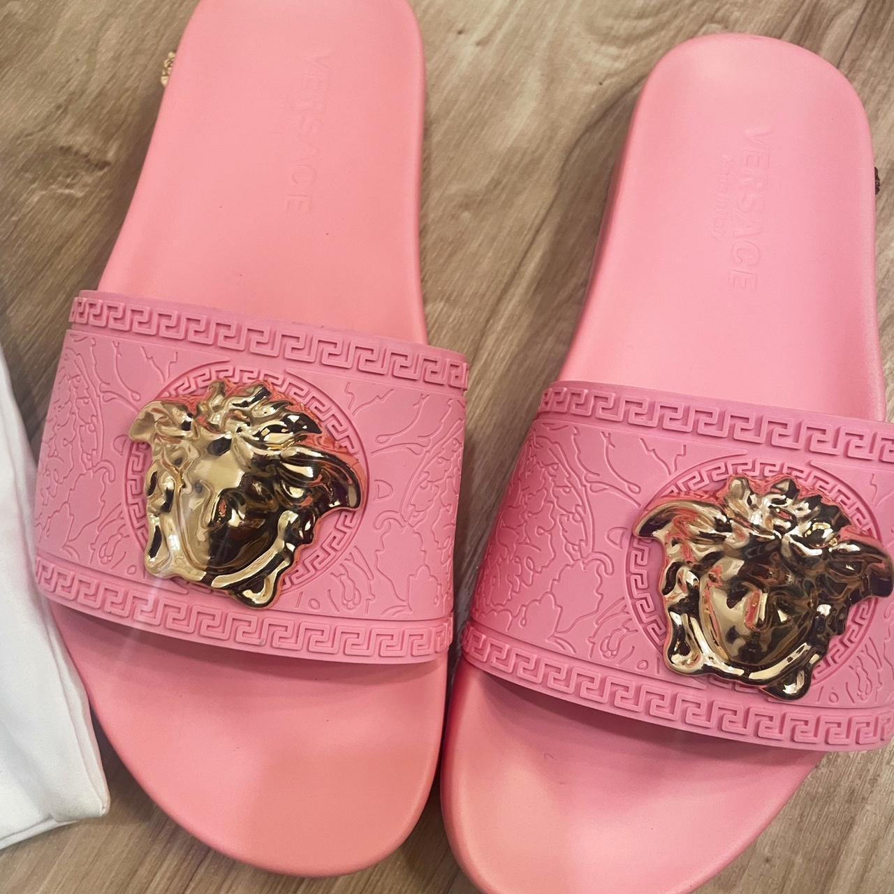 Versace Women's Pink Slides | Depop