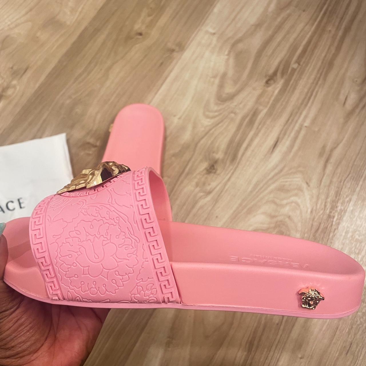 Versace Women's Pink Slides | Depop
