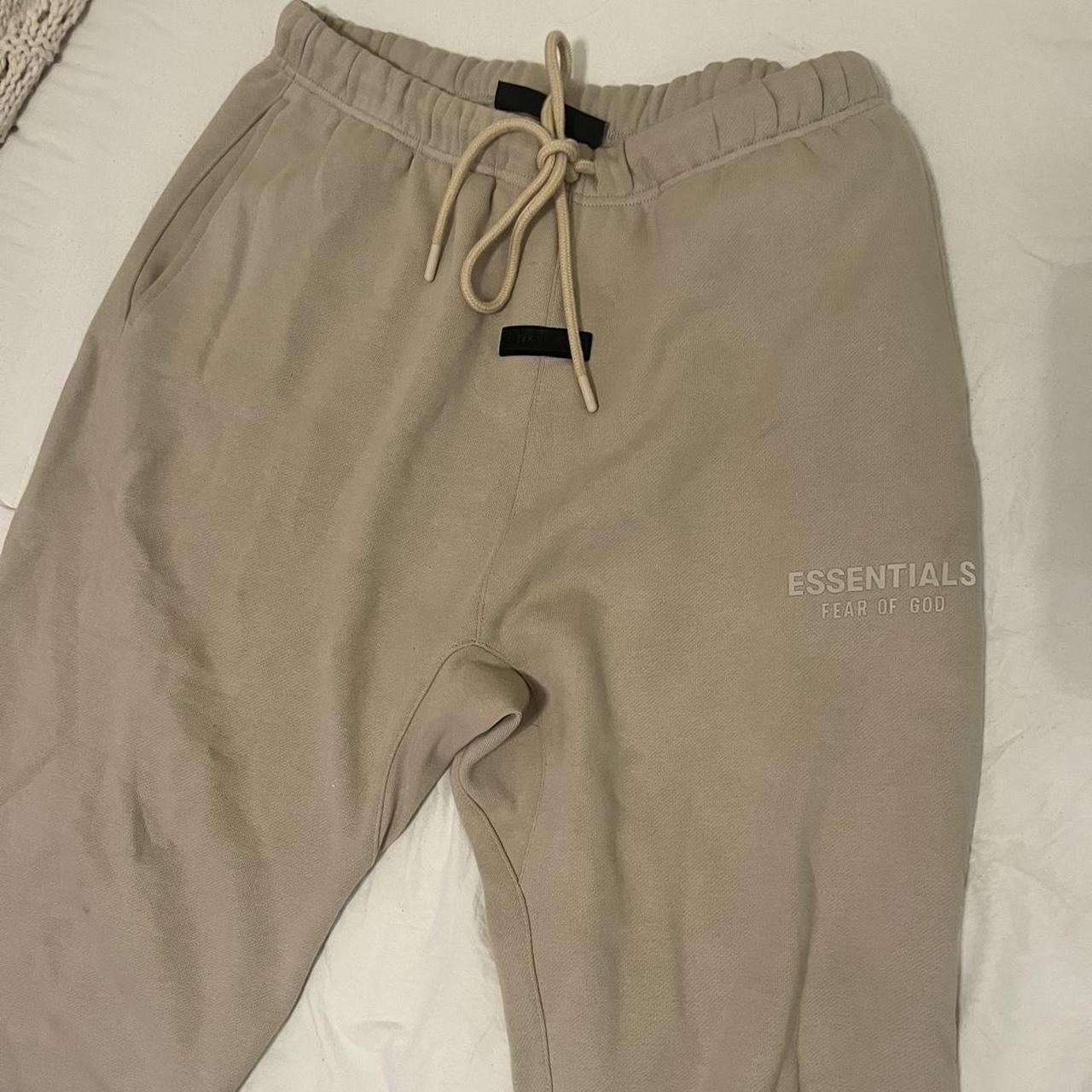 Essentials cream tracksuit - hoodie and joggers... | Depop