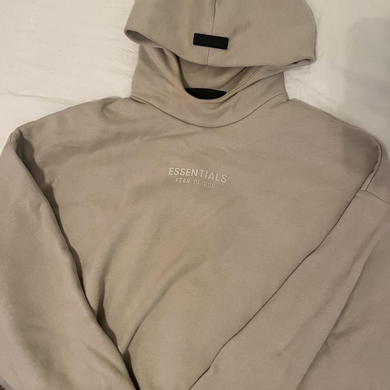 Essentials cream tracksuit - hoodie and joggers... | Depop