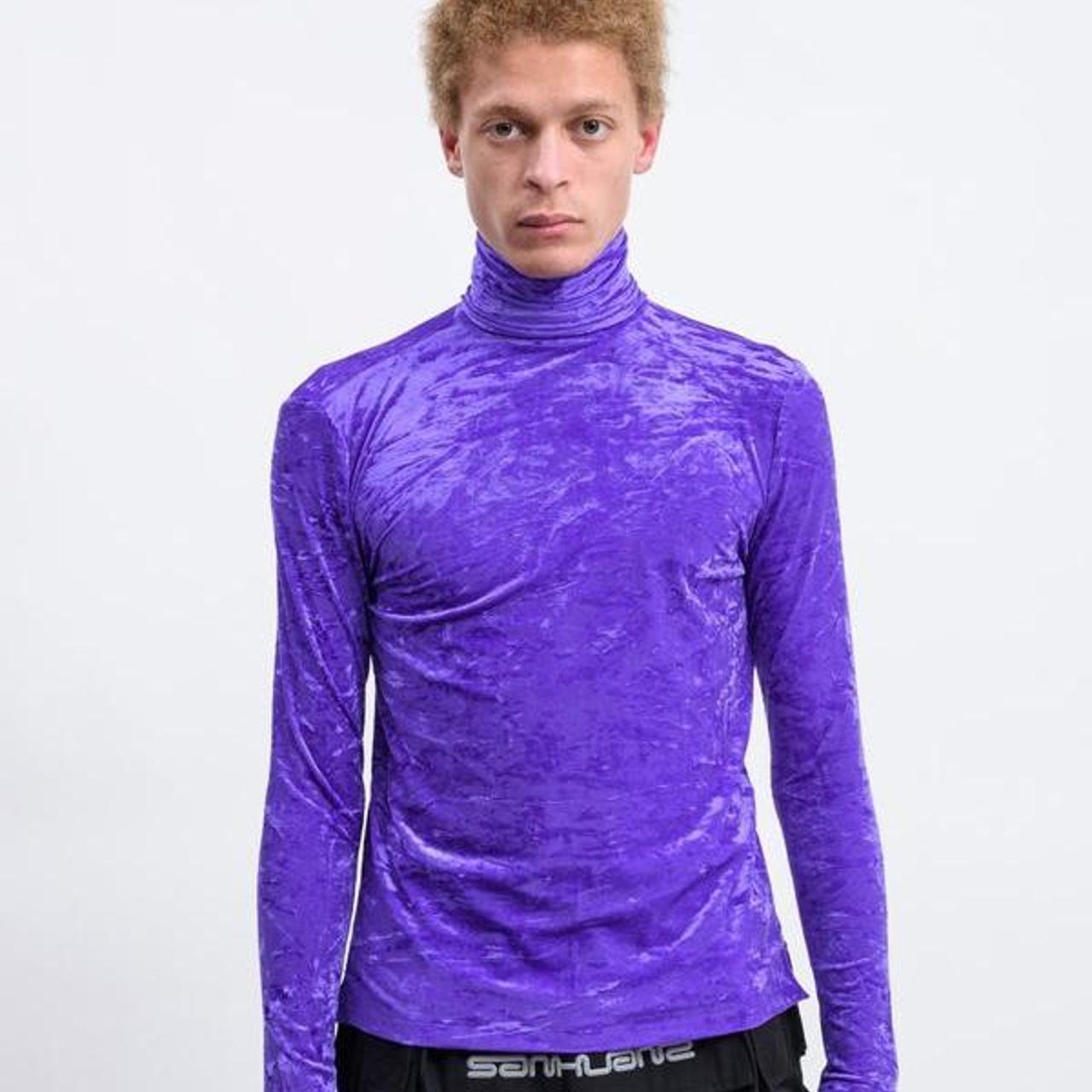 RARE Sankuanz Crushed Velour Purple Turtleneck... - Depop