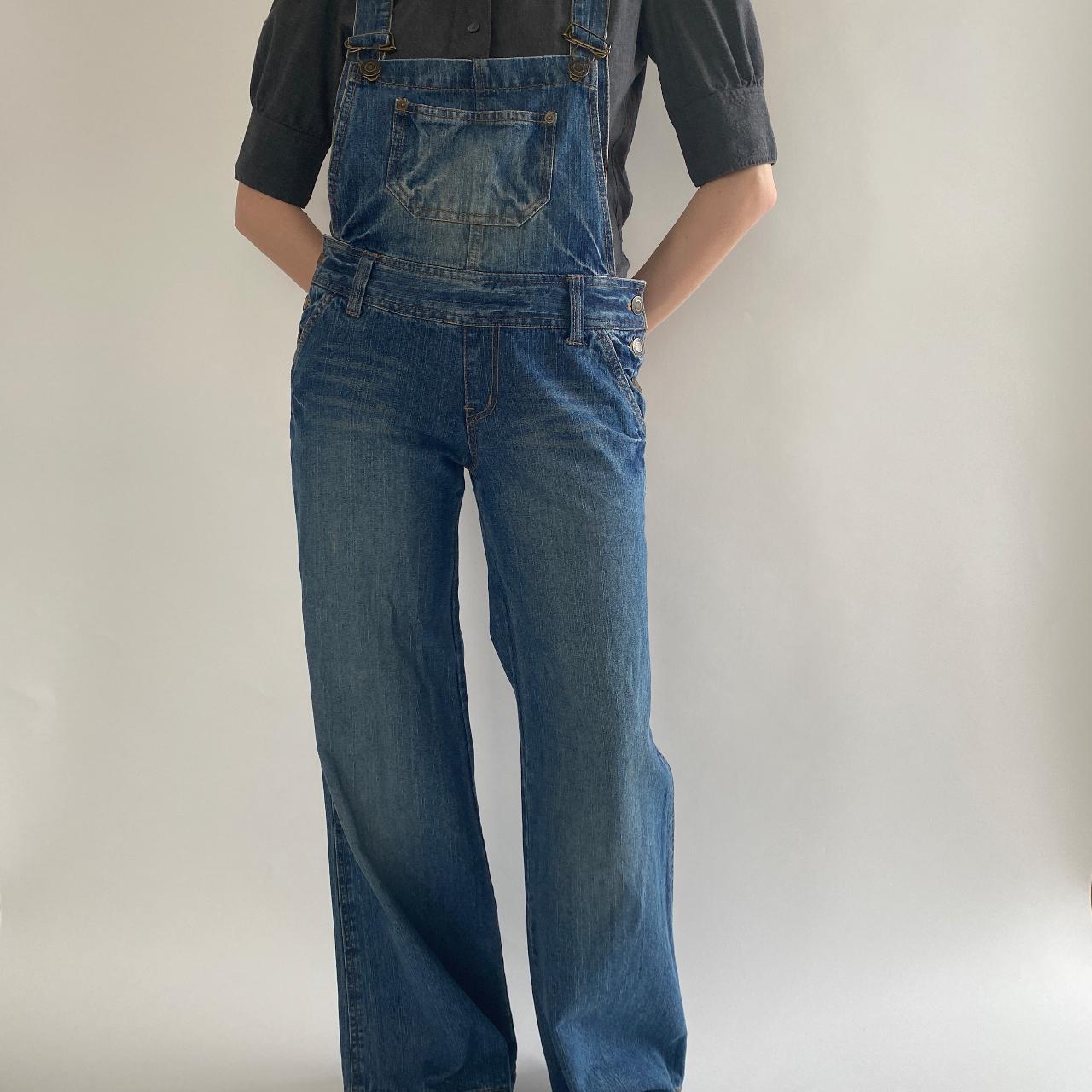 Japanese Wide Leg Denim Dungarees Size 8/10 worn on... - Depop