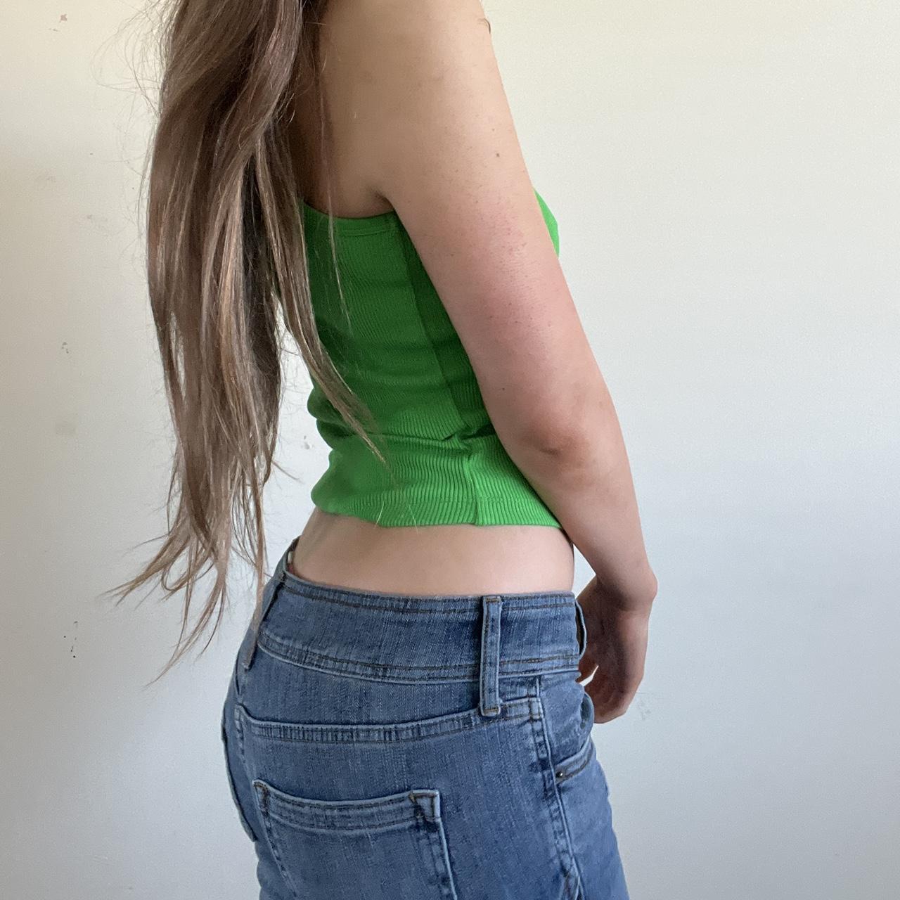 Urban outfitters green ribbed fiorucci tank top with... - Depop