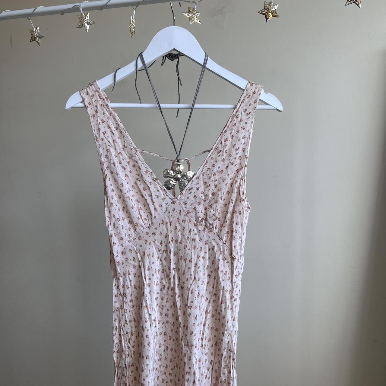 Urban outfitters pink satin floral Kay midi dress,... - Depop