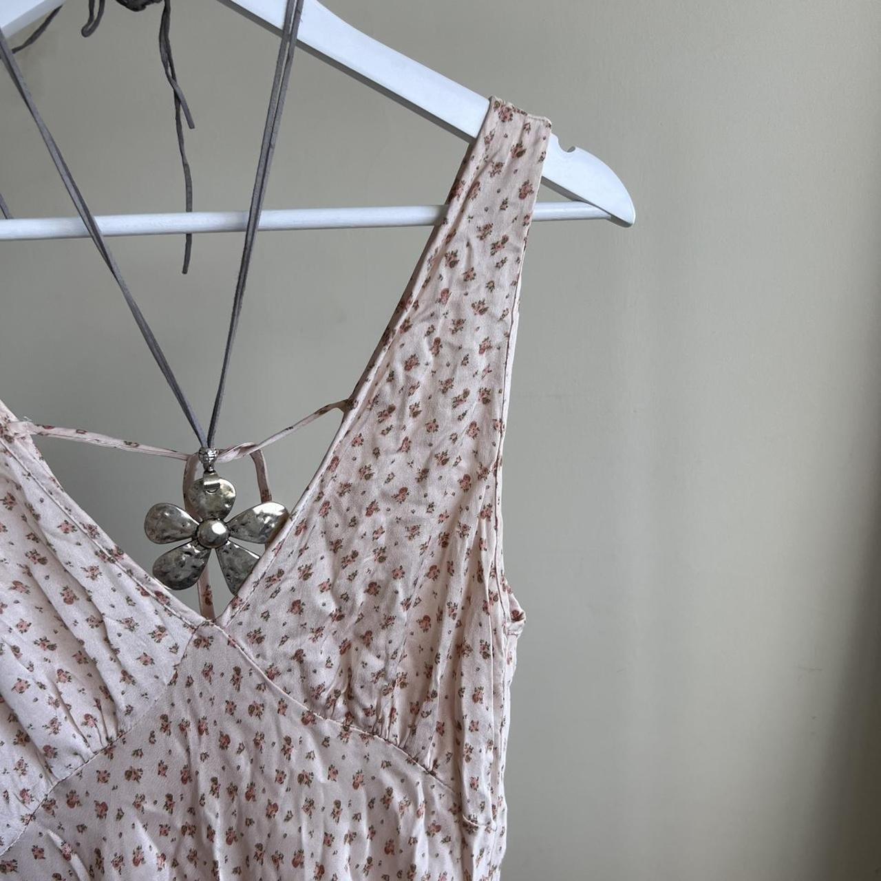 Urban outfitters pink satin floral Kay midi dress,... - Depop