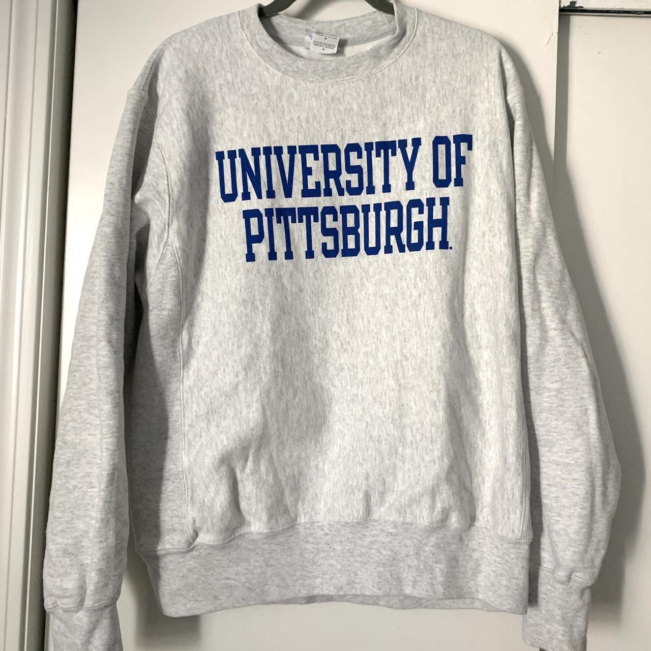 Champion Women's Grey and Blue Sweatshirt | Depop