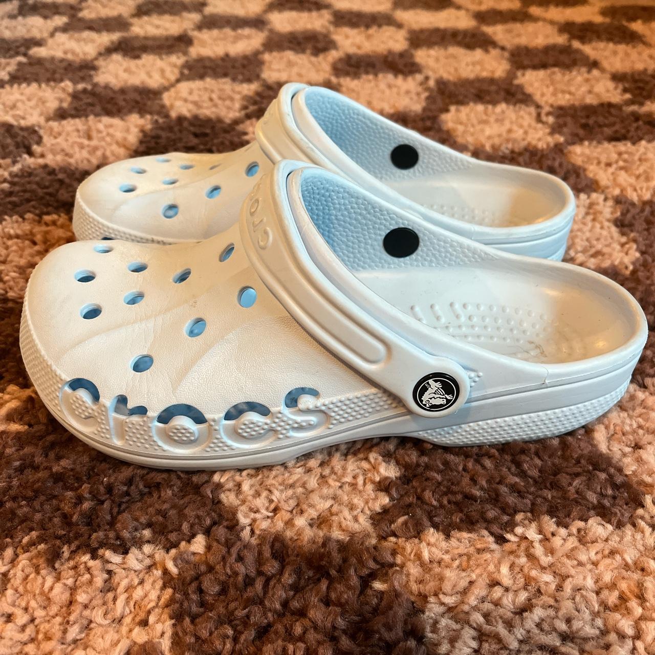 Baby blue crocs in size 8 women’s. Worn a few times... - Depop